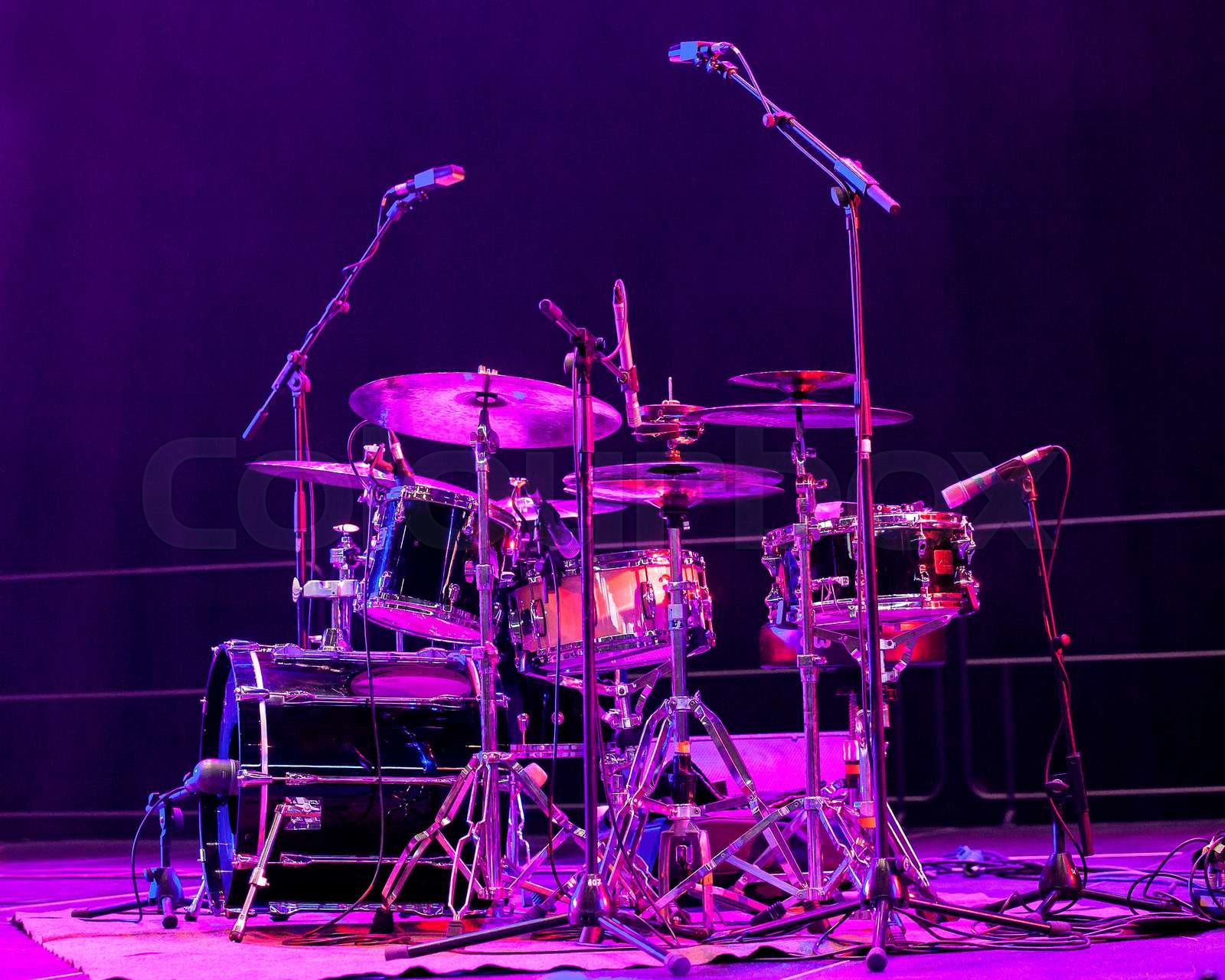 Drum kit on stage | Stock image | Colourbox