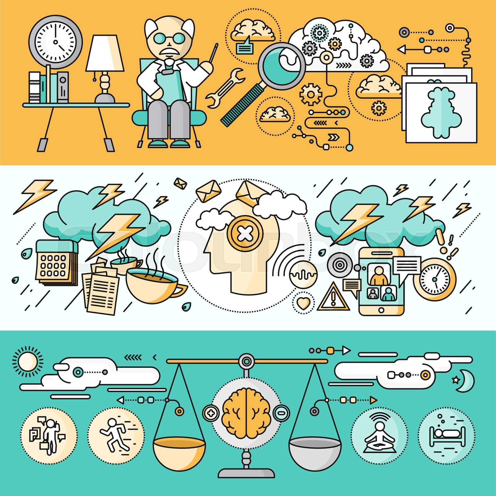 Diagnosis of Brain Psychology Flat Design | Stock vector | Colourbox