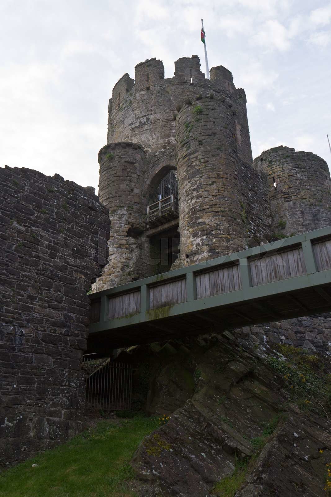 Medieval stone towers part of castle fortress | Stock image | Colourbox