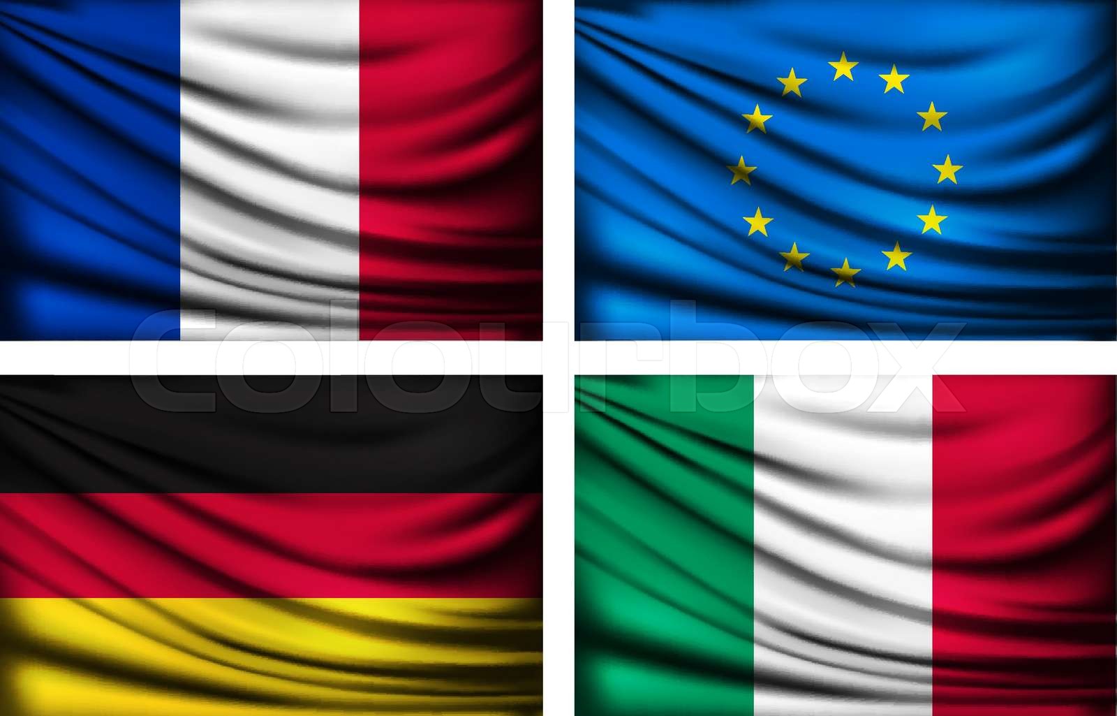 Four flags - EU, Italy, France, Germany. Vector. | Stock vector | Colourbox
