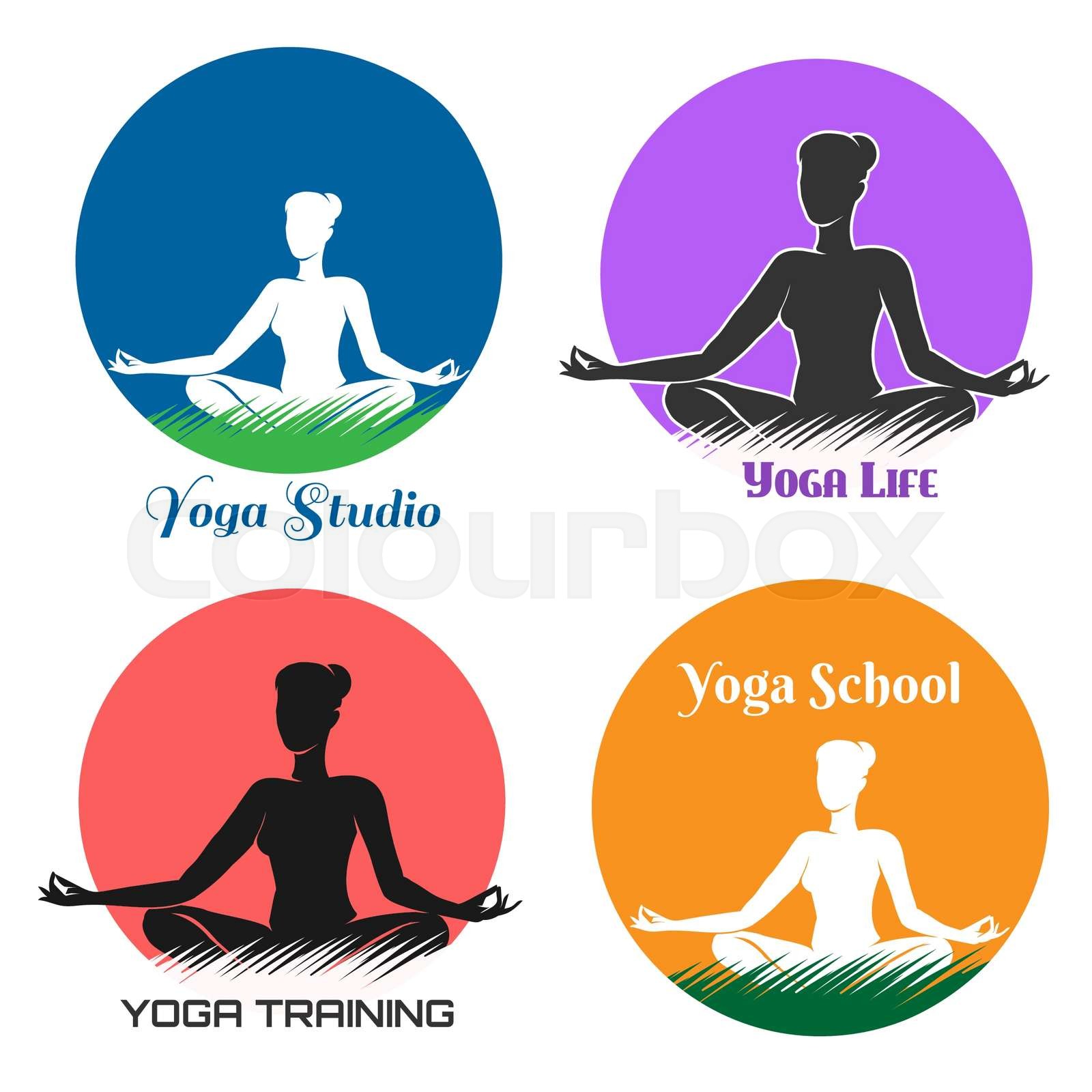 Yoga Logo and Emblem Set | Stock vector | Colourbox