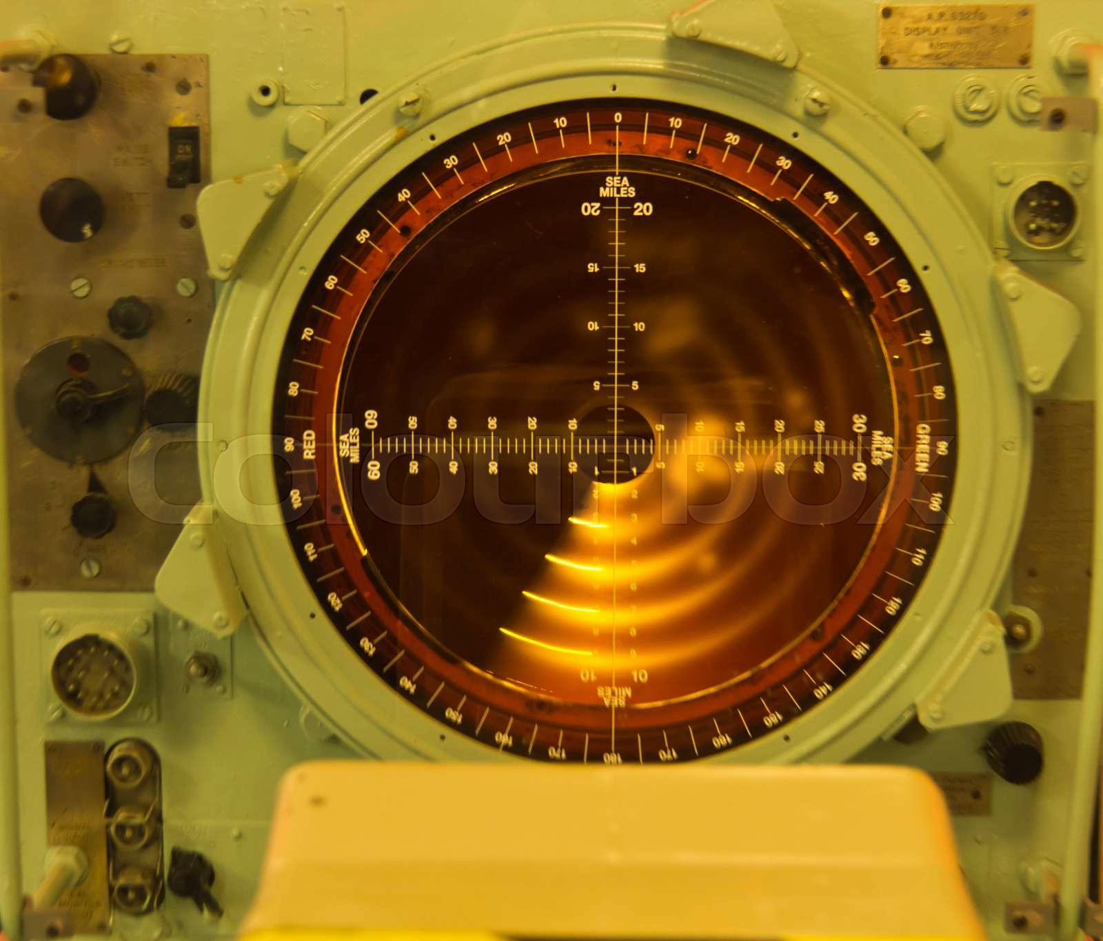 Radar screen aboard a military navy ship | Stock image | Colourbox
