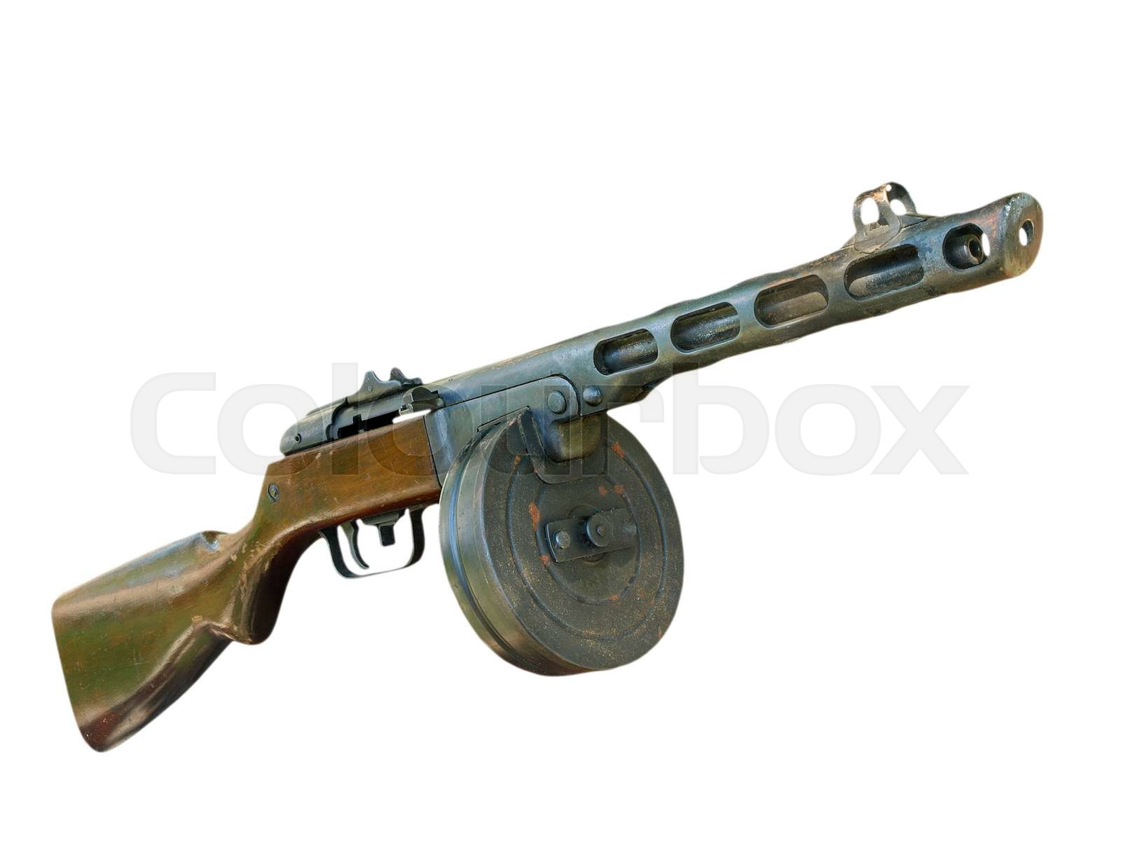 Russian PPSh machine gun taken closeup.Isolated. | Stock image | Colourbox