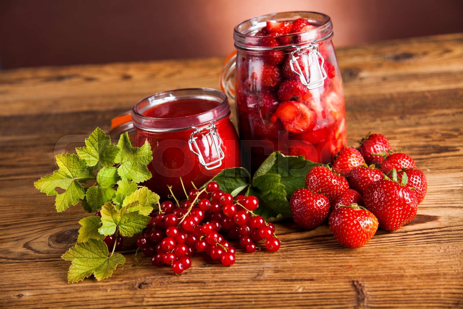 Fresh berries and wild berry jam | Stock image | Colourbox