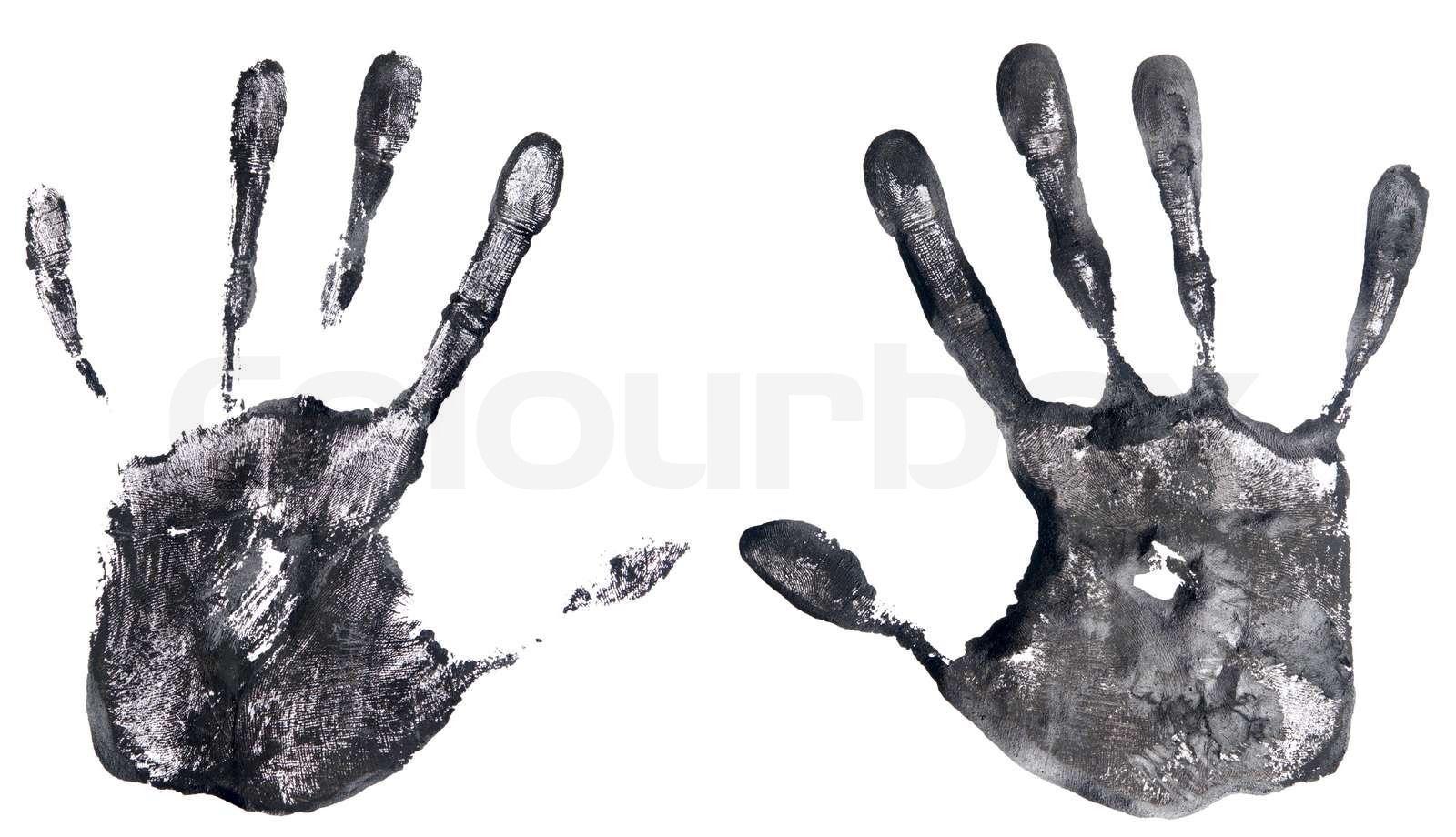two black handprint on a white | Stock image | Colourbox