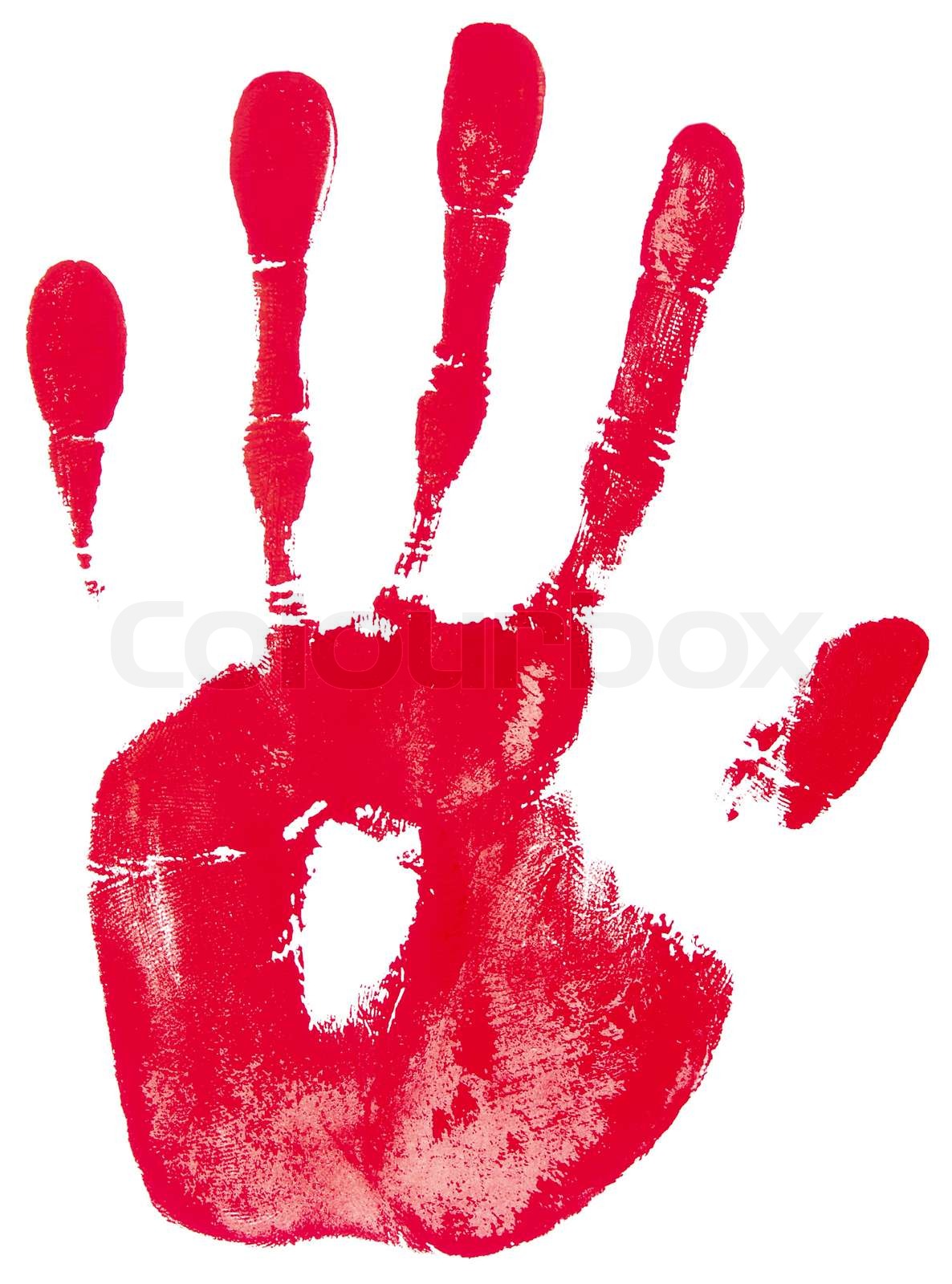 red hand print on a white | Stock image | Colourbox