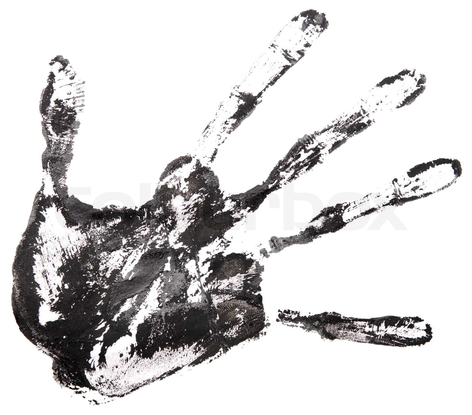 black hand print on a white | Stock image | Colourbox