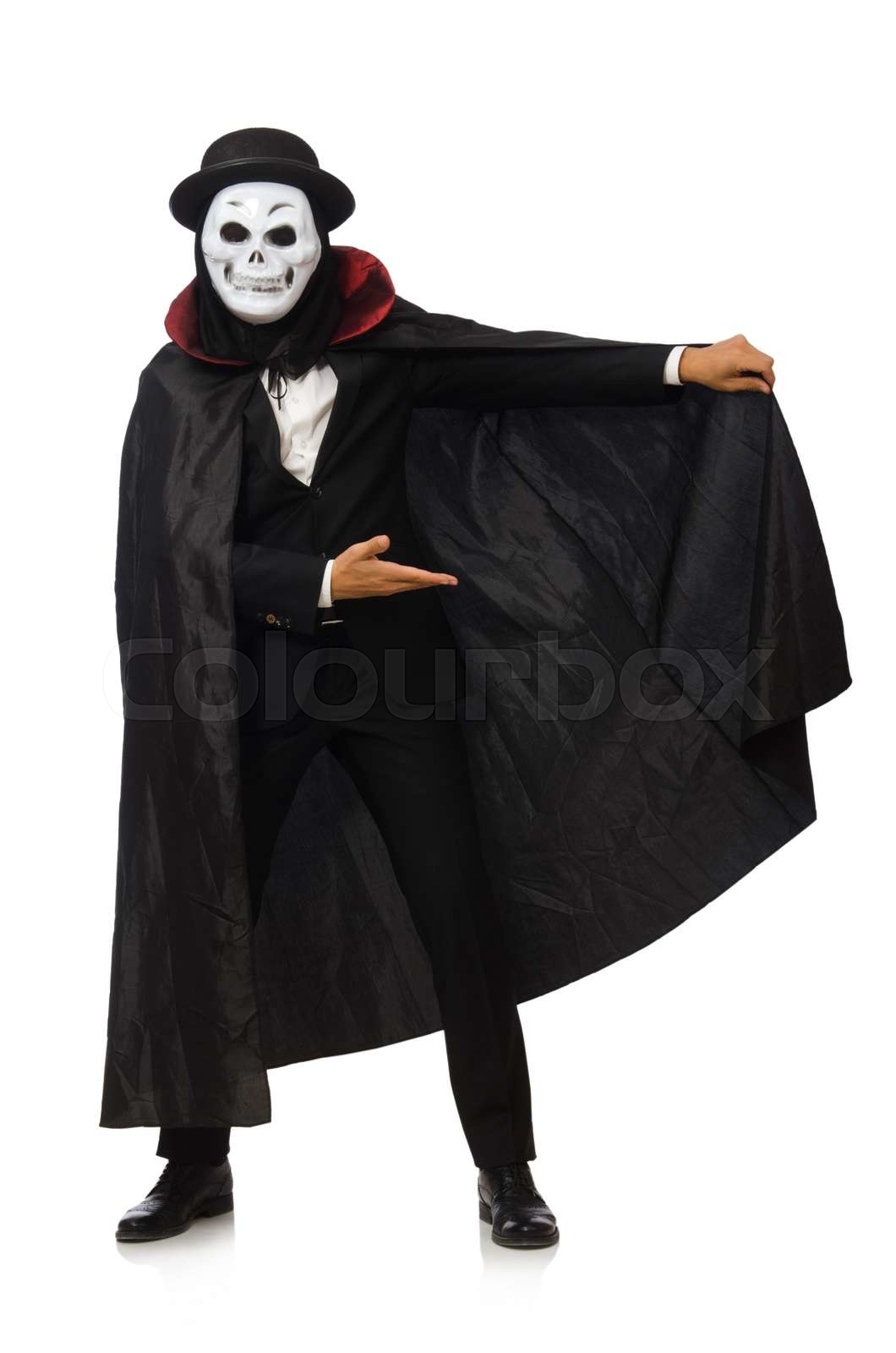 Man with scary mask isolated on white | Stock image | Colourbox