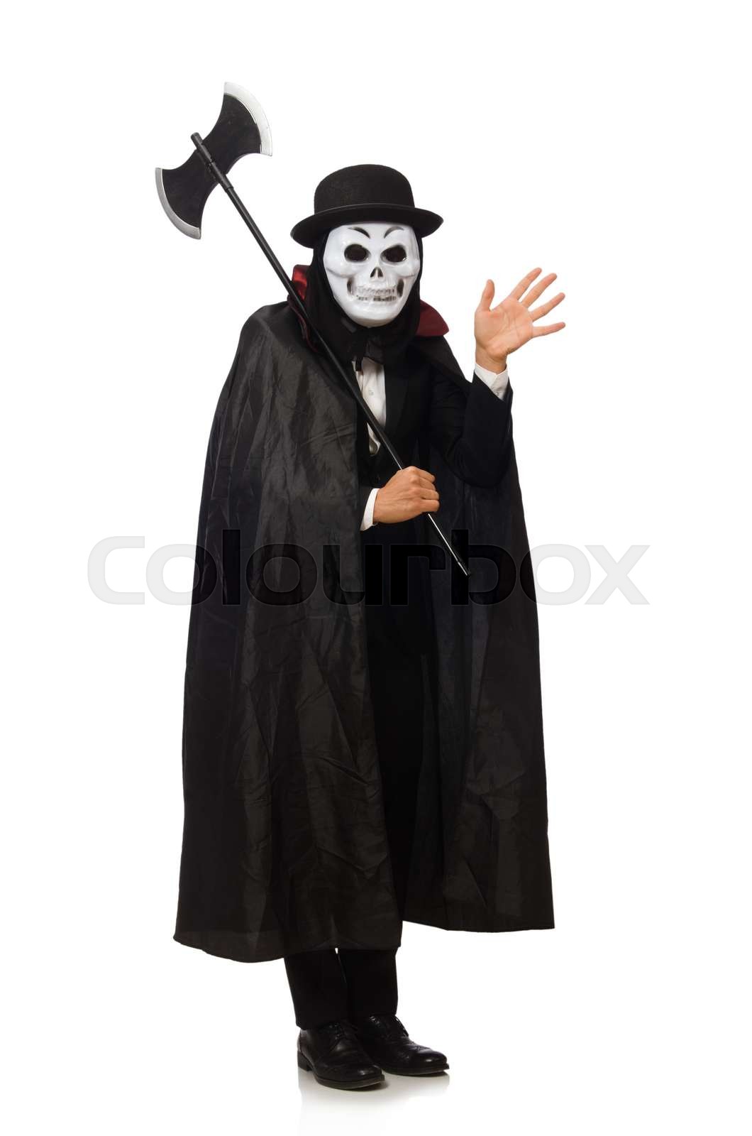 Man with scary mask isolated on white | Stock image | Colourbox