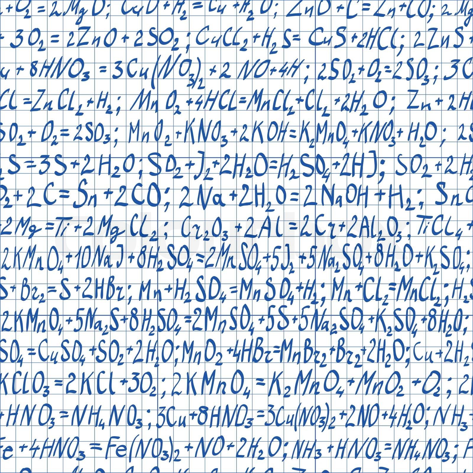 Seamless pattern of chemical formulas | Stock vector | Colourbox