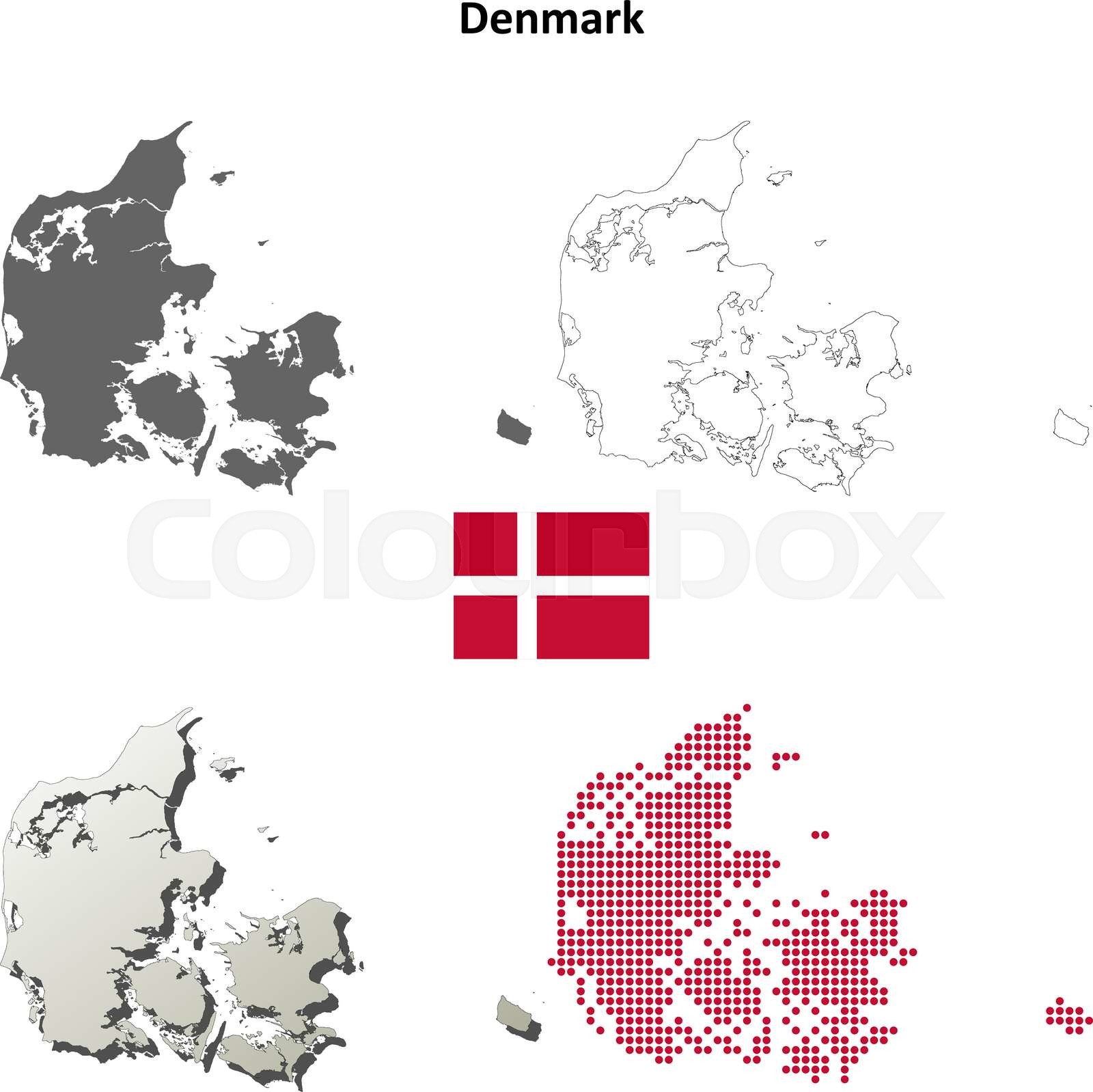Denmark blank detailed outline map set | Stock vector | Colourbox