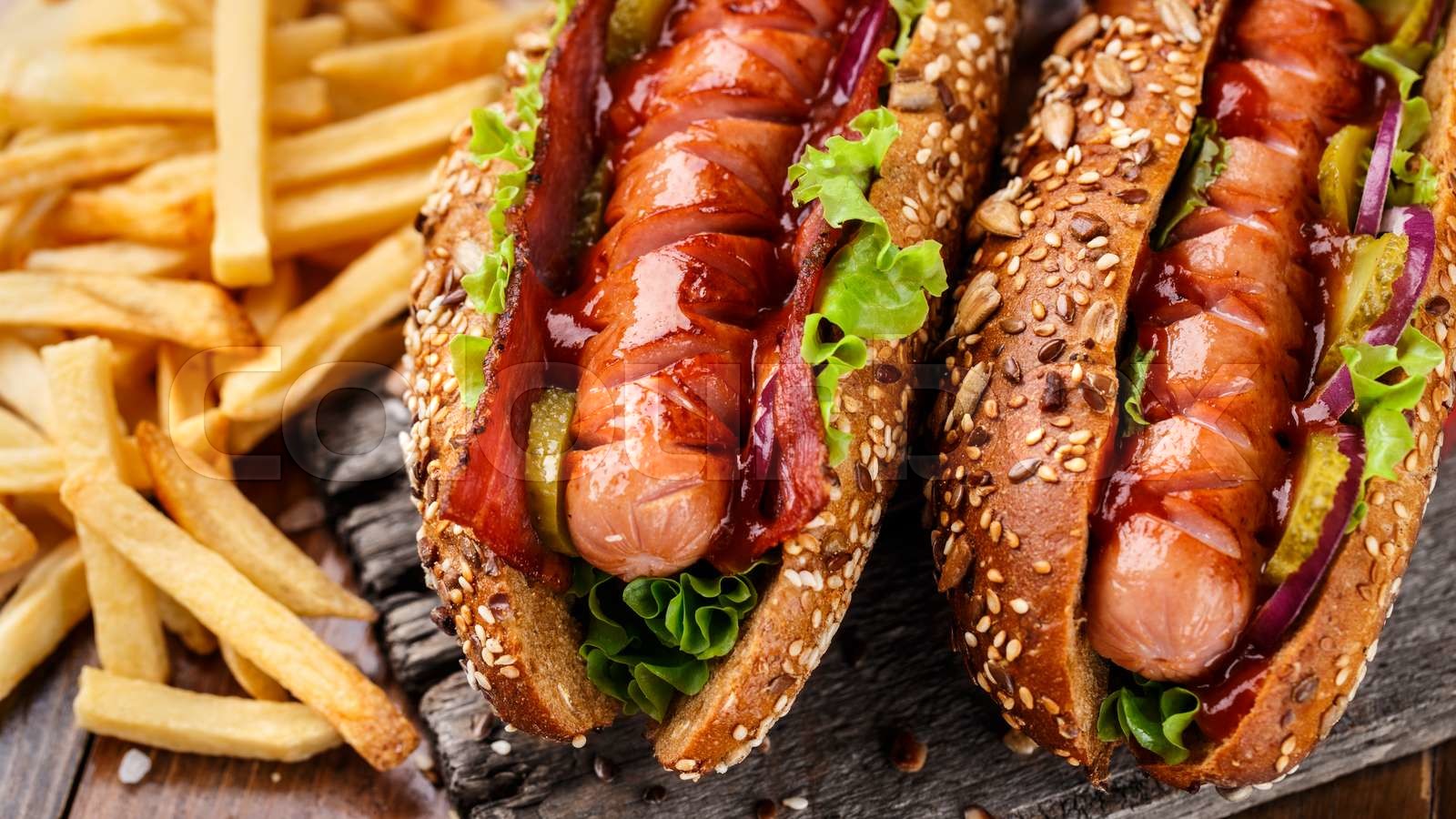 Barbecue grilled hot dog | Stock image | Colourbox