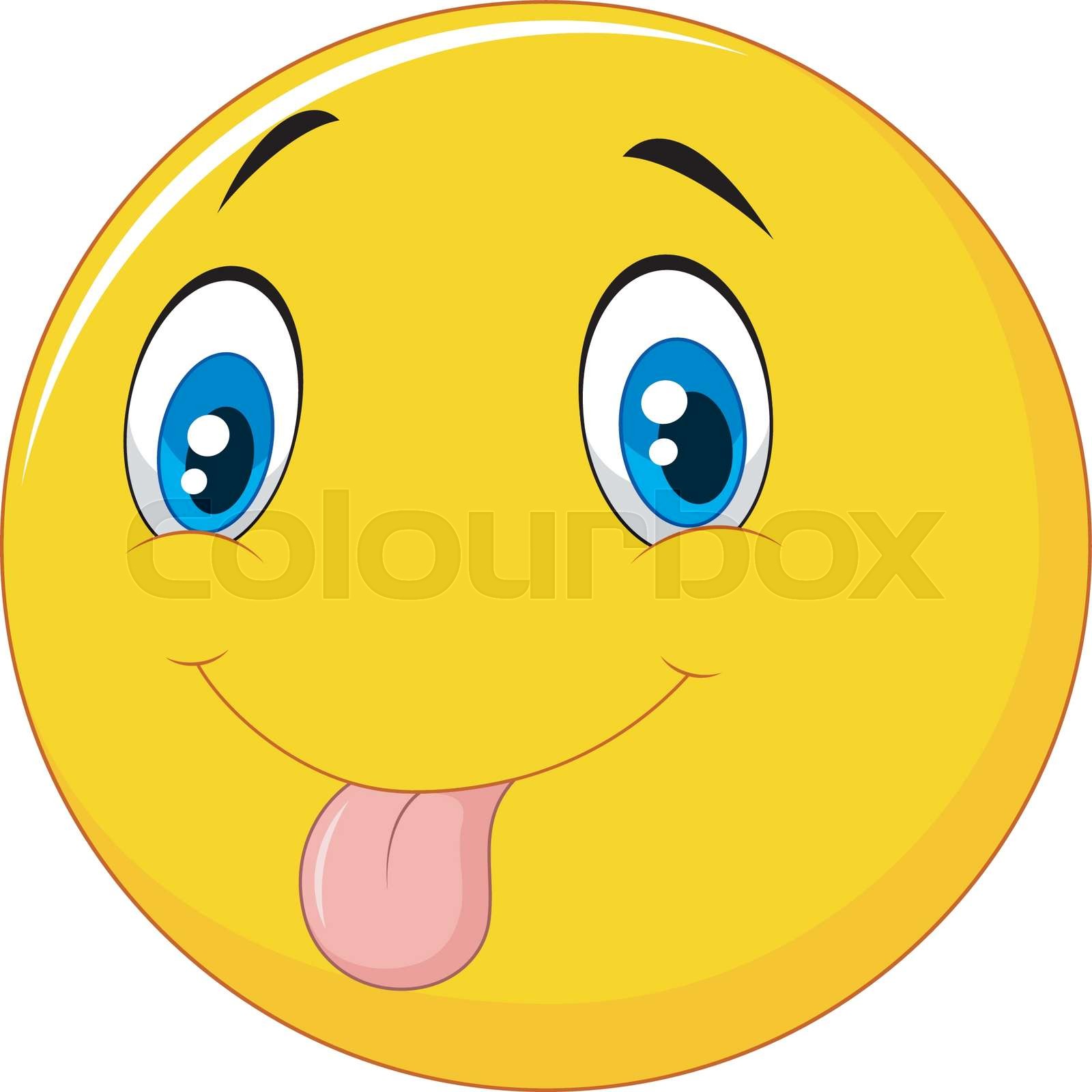 Cartoon emoticon with silly face | Stock vector | Colourbox