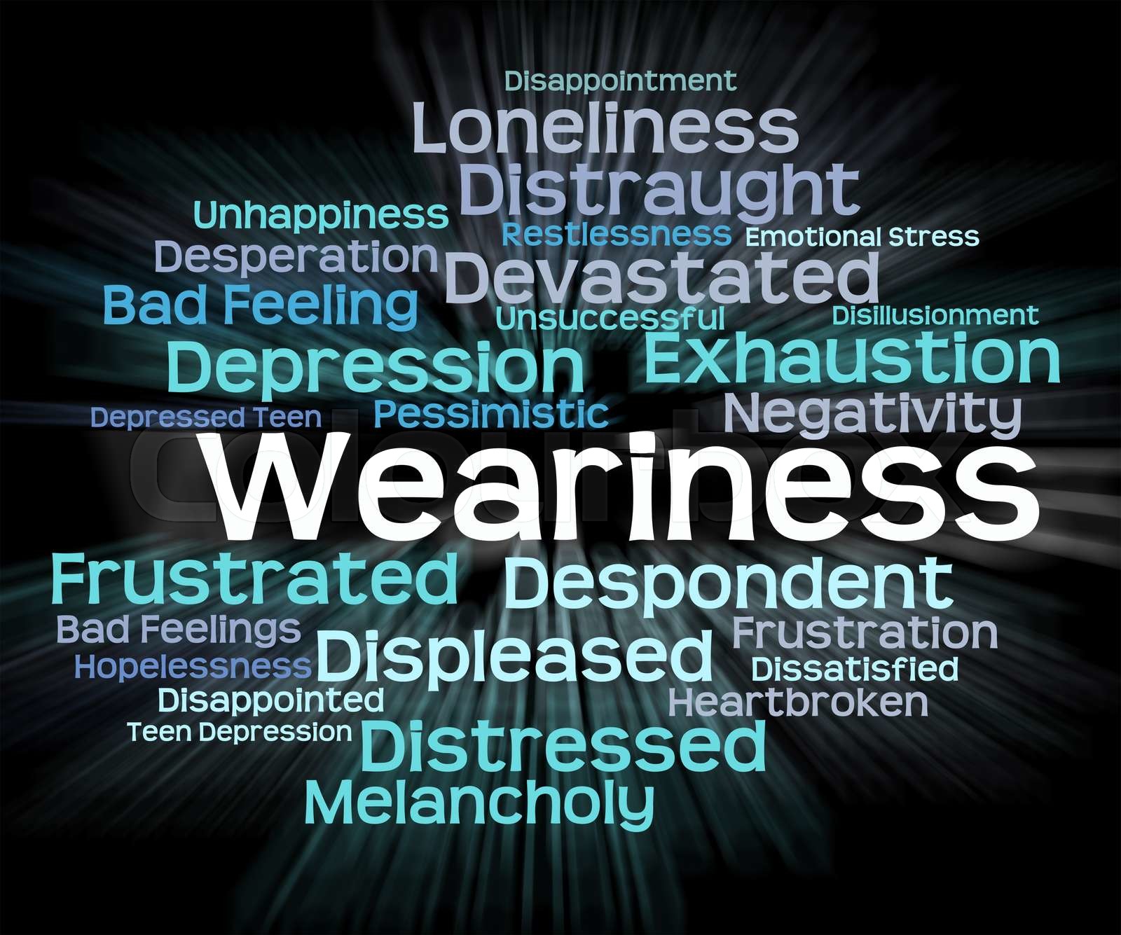 Weariness Word Indicates Text Drowsy And Overtired | Stock image ...