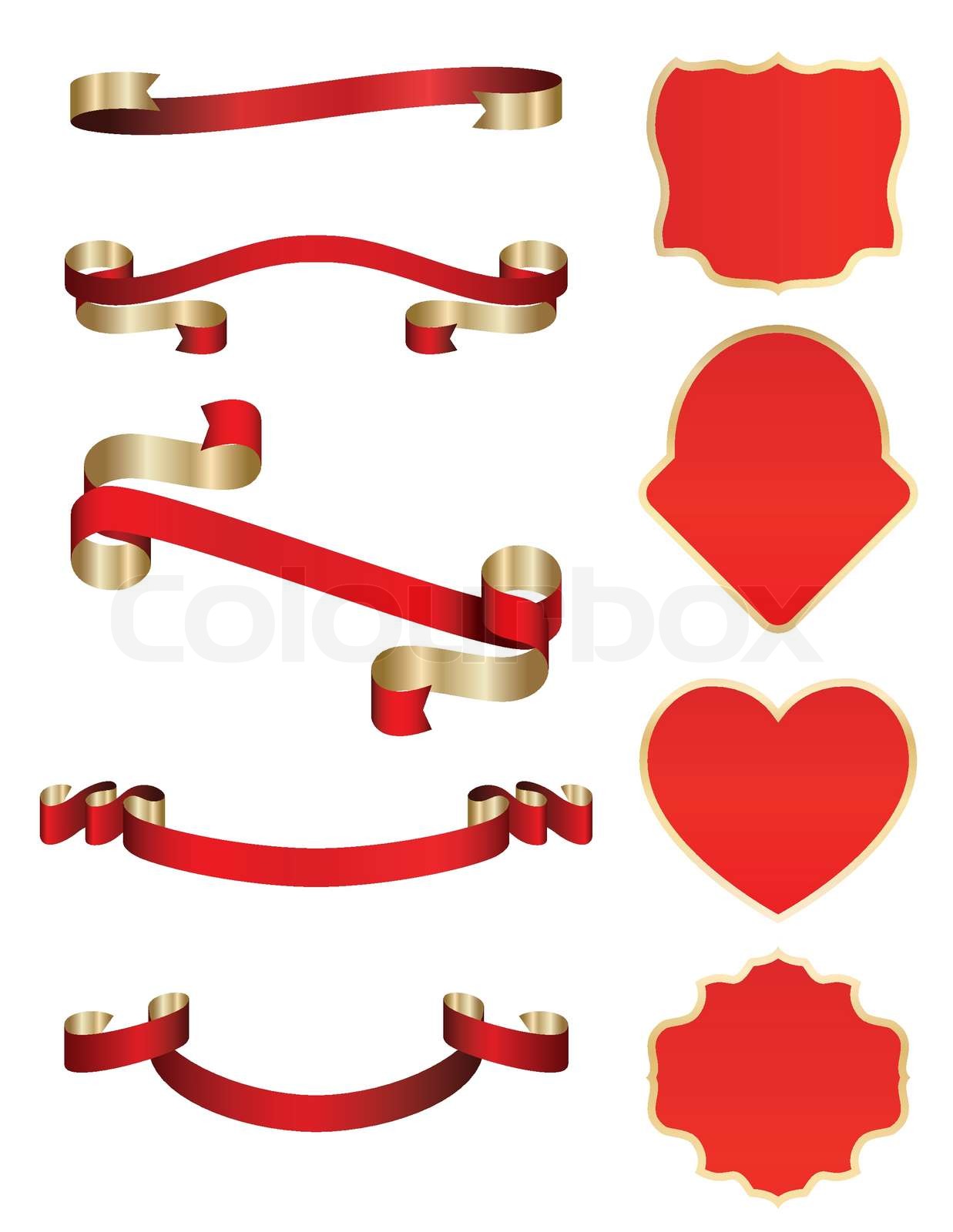 red ribbons and cards set | Stock vector | Colourbox