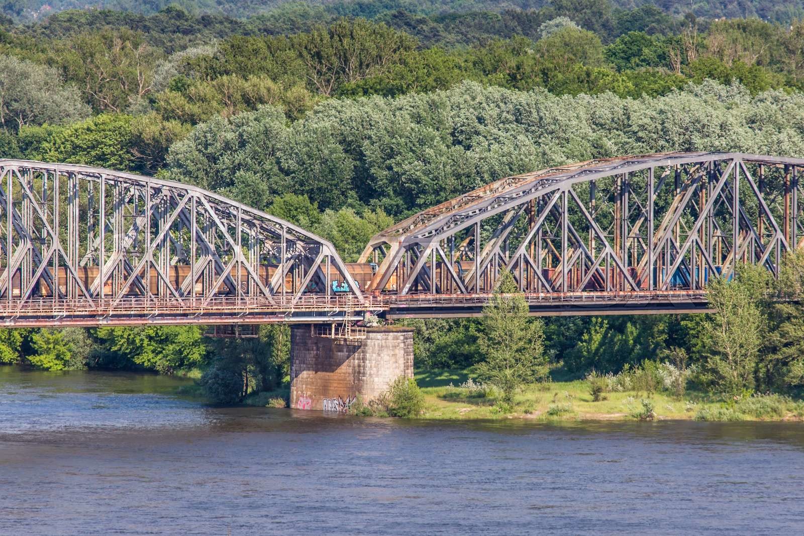 Poland - Torun famous truss bridge over Vistula river. Transportation ...