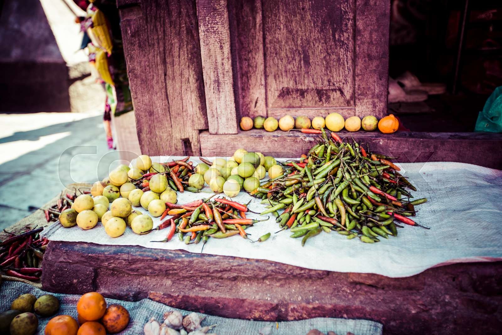 fresh fruits and vegetables in local market | Stock image | Colourbox