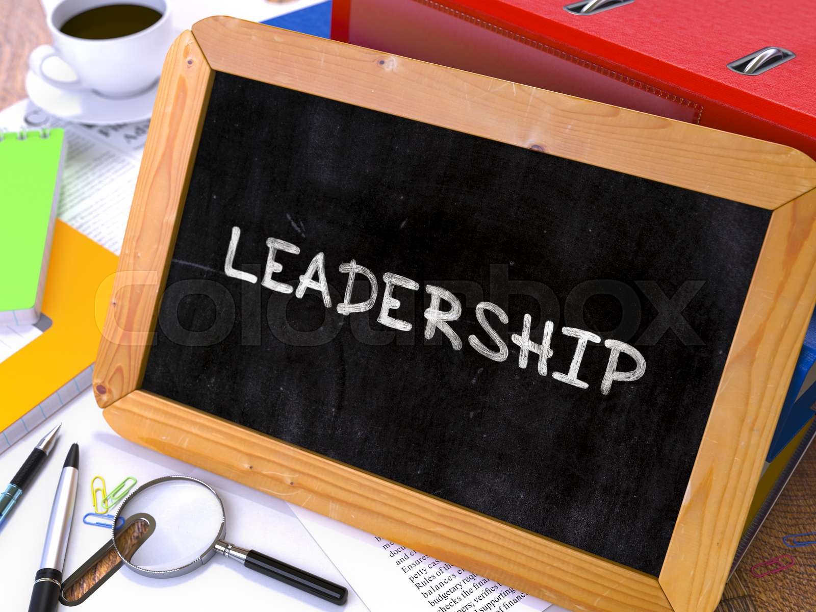 Handwritten Leadership on a Chalkboard. | Stock image | Colourbox