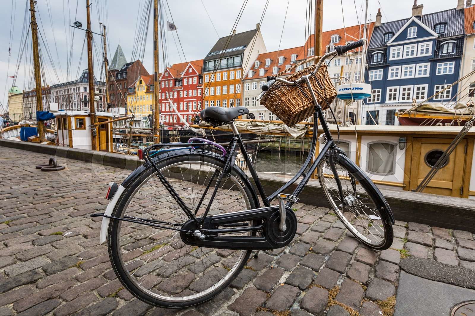 Classic vintage retro city bicycle in Copenhagen, Denmark | Stock image ...