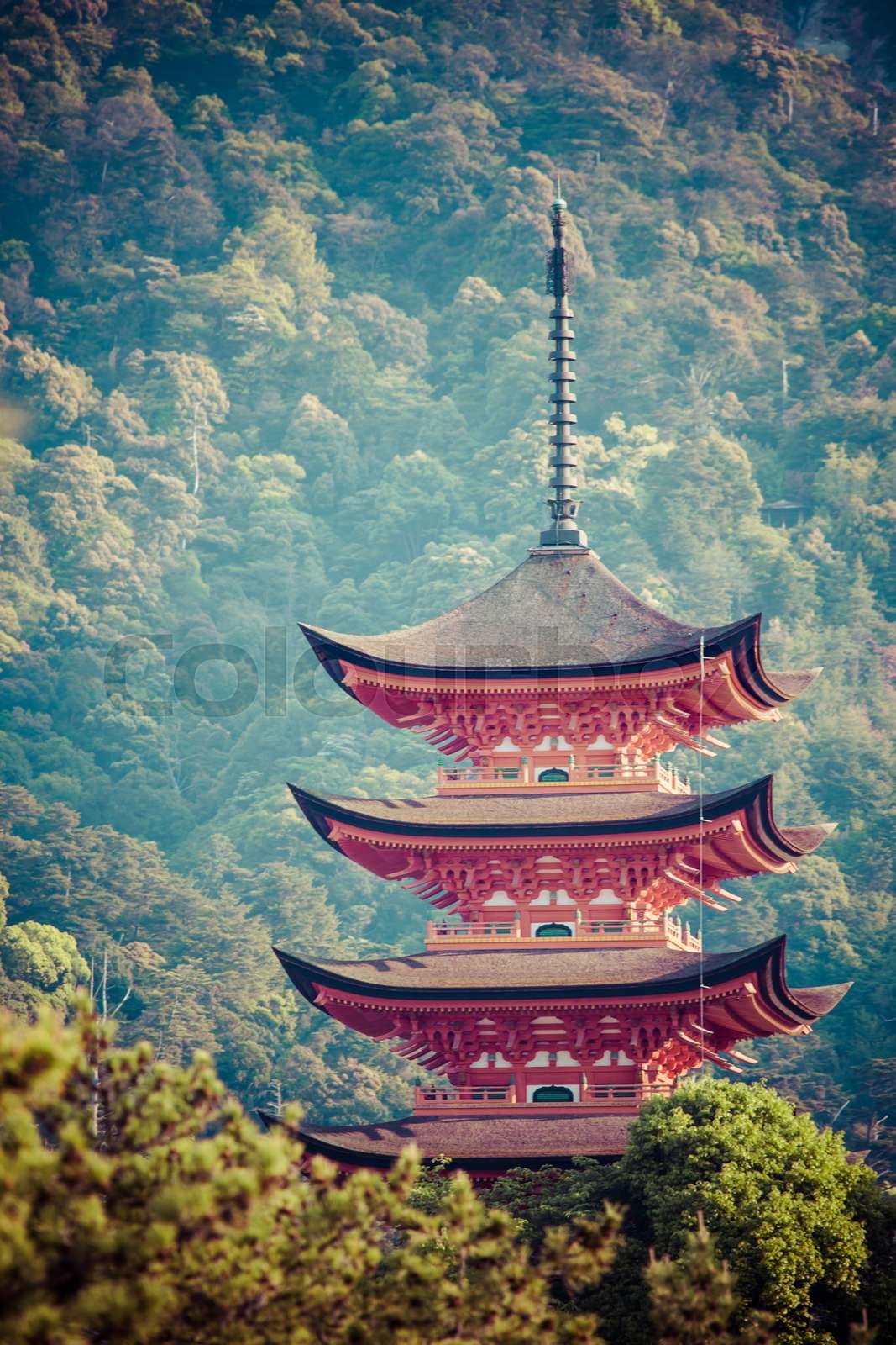 Five-storey pagoda in Miyajima, Japan | Stock image | Colourbox