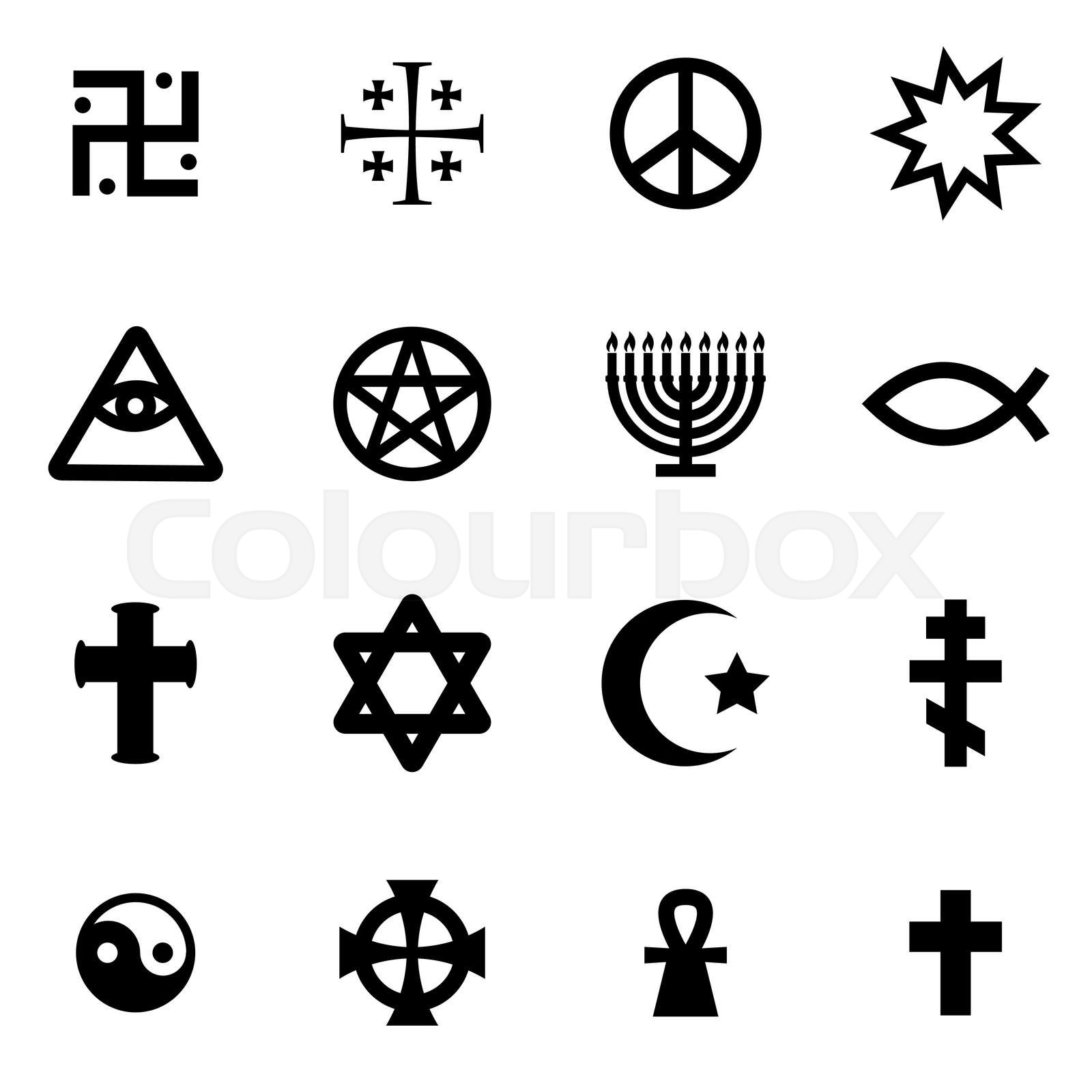 Vector black religious symbols set | Stock vector | Colourbox