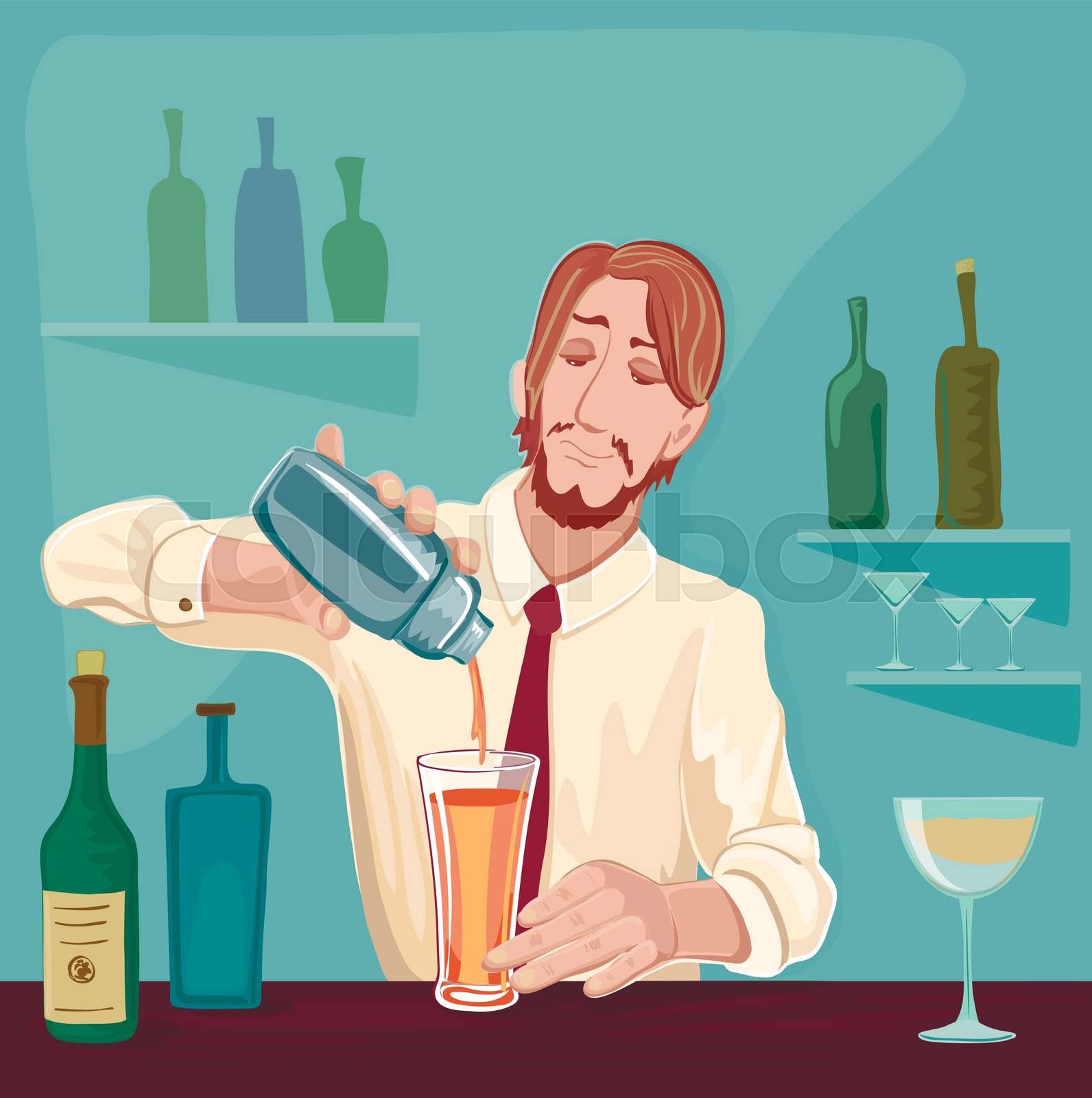Vector illustration of barman for cocktail party | Stock vector | Colourbox