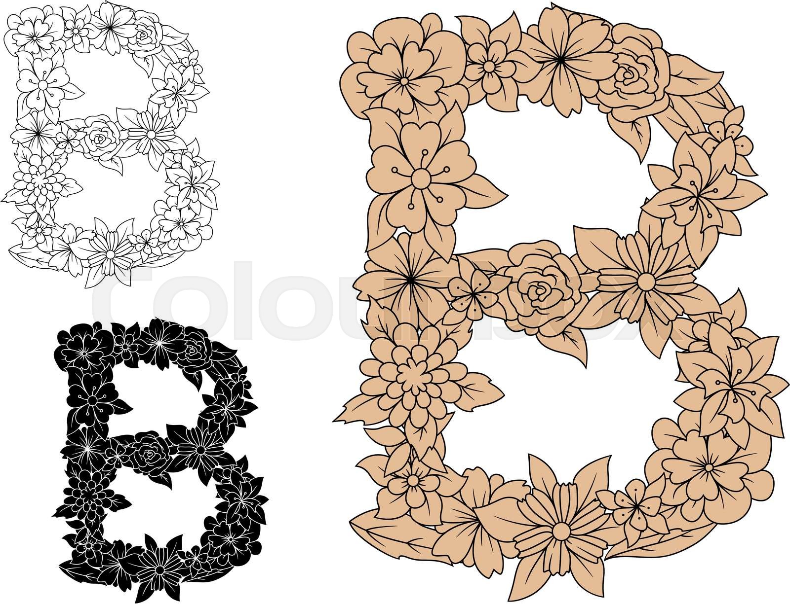 Letter B in an intricate floral design | Stock vector | Colourbox