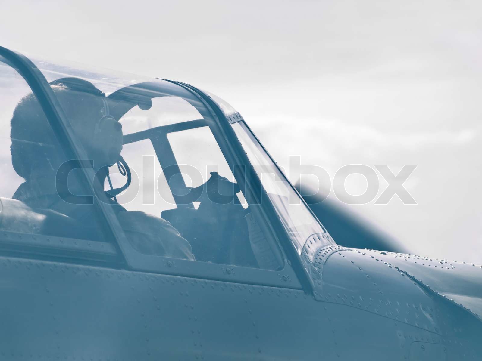 close up photo of airplane cockpit in the sky through the smoke | Stock ...