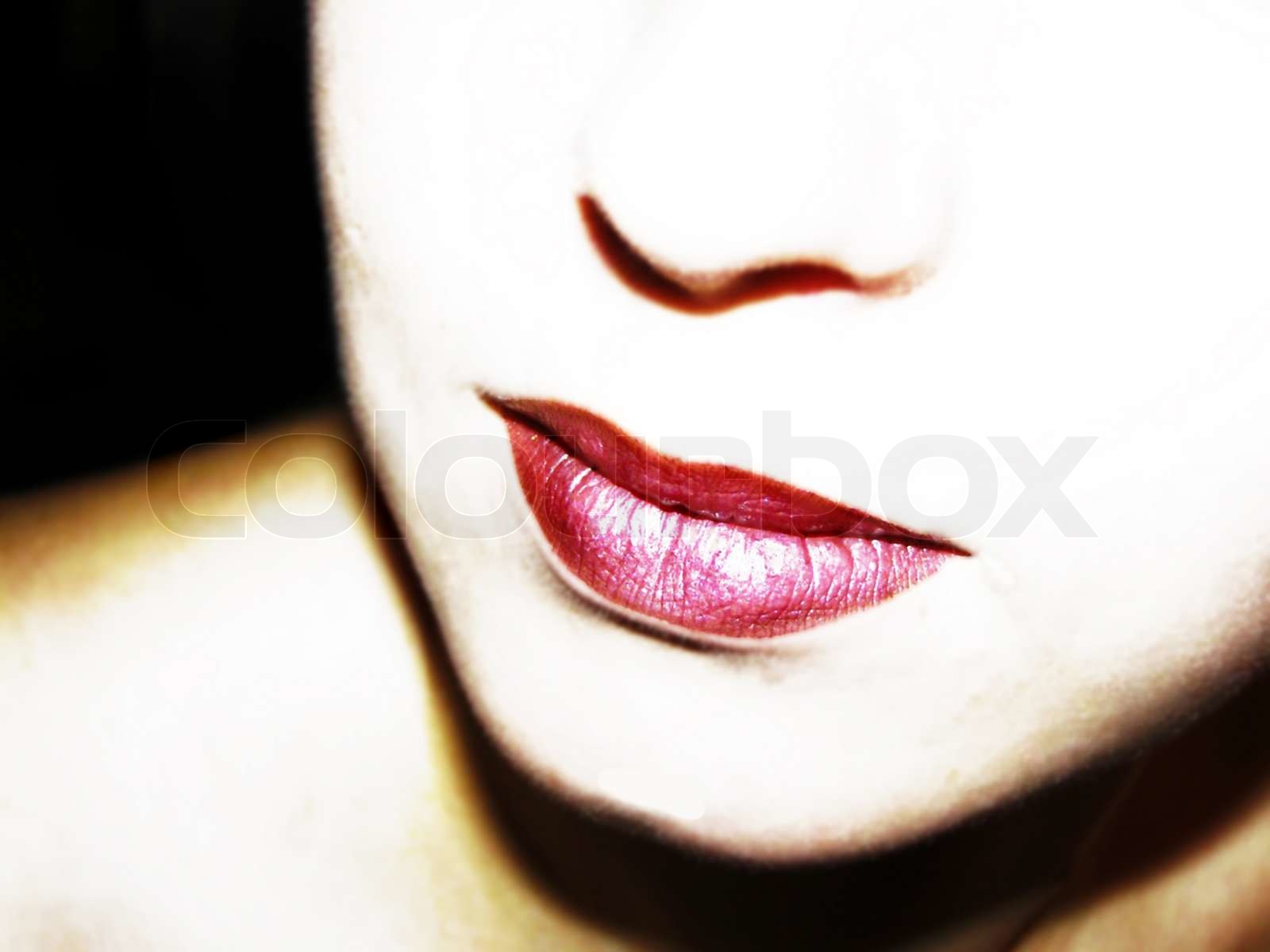 halb Frau das Gesicht mit redclored Lippen | Stock Bild | Colourbox