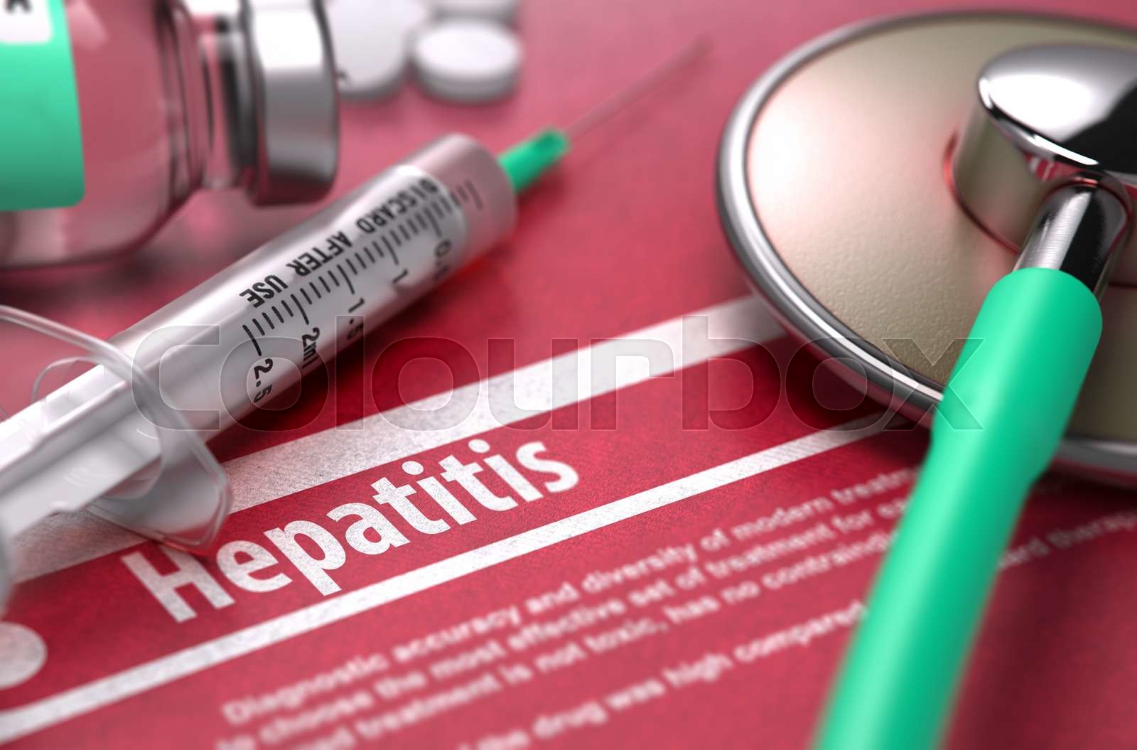 Hepatitis. Medical Concept on Red Background. | Stock image | Colourbox