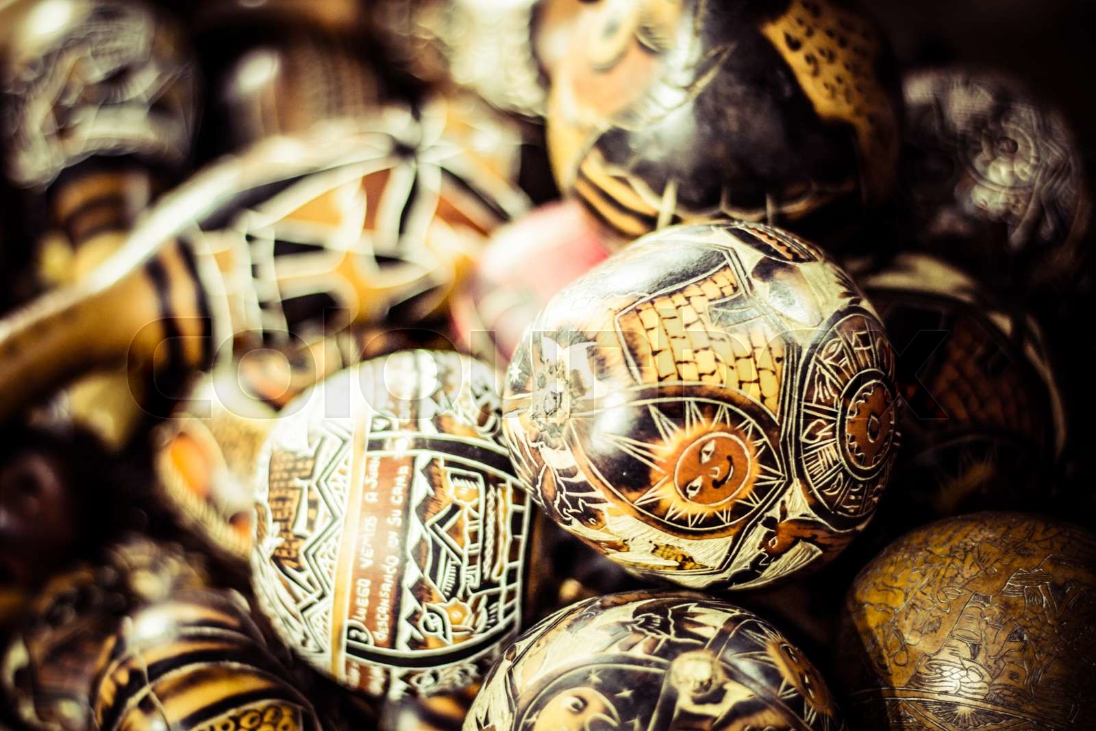 Handmade peruvian maracas in local market | Stock image | Colourbox