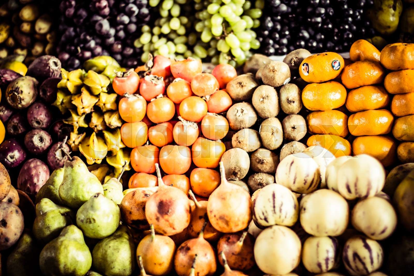 Colorful Vegetables and Fruits , marketplace Peru. | Stock image ...