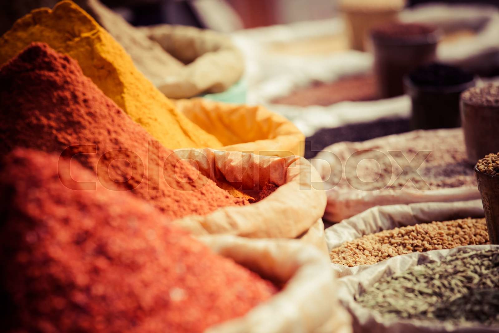 Traditional spices market in India. | Stock image | Colourbox