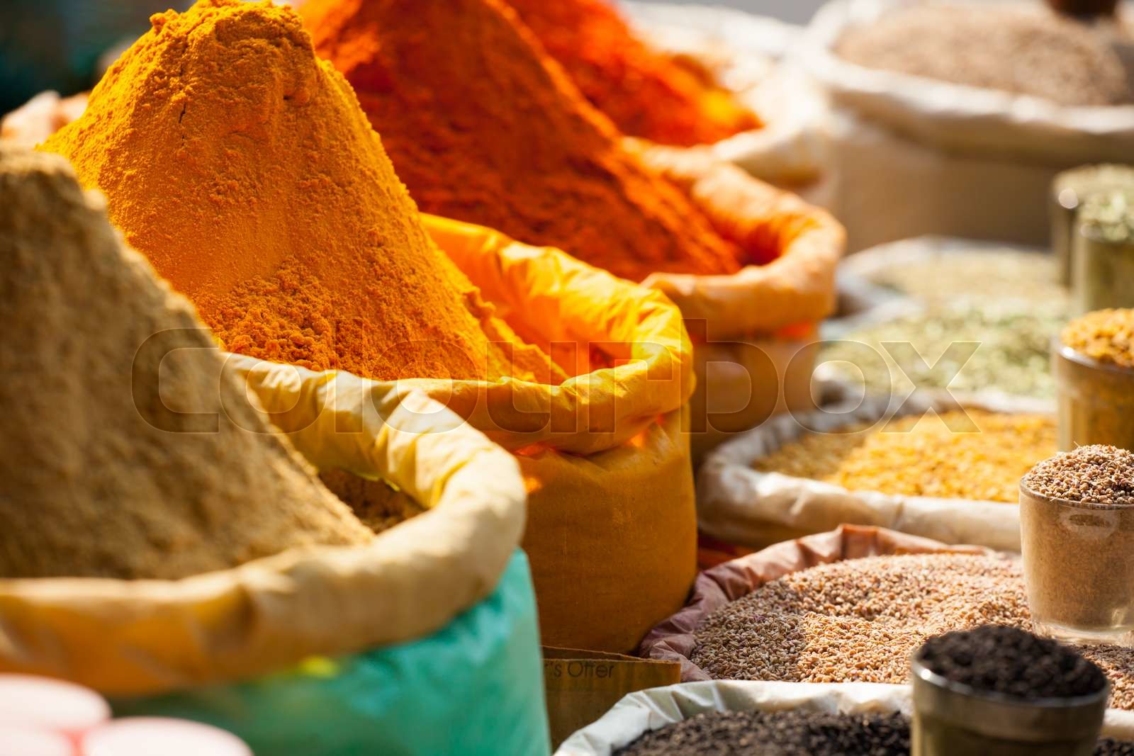 Traditional spices market in India. | Stock image | Colourbox