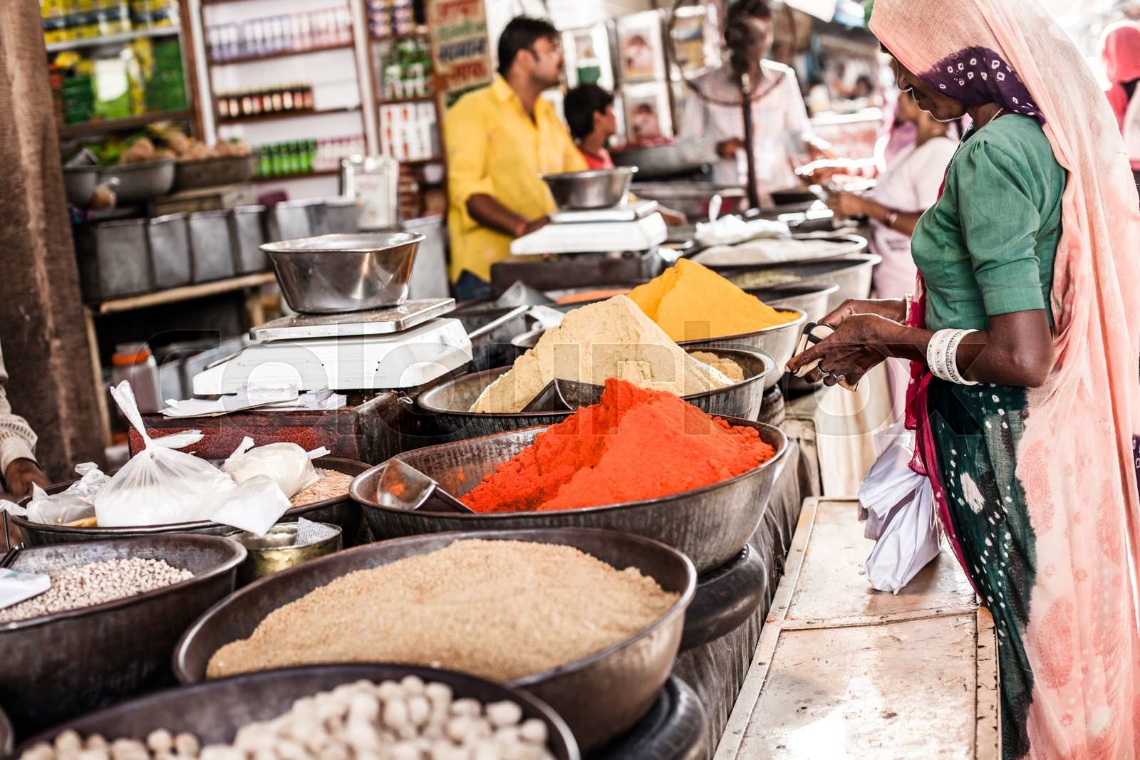 Traditional spices market in India. | Stock image | Colourbox