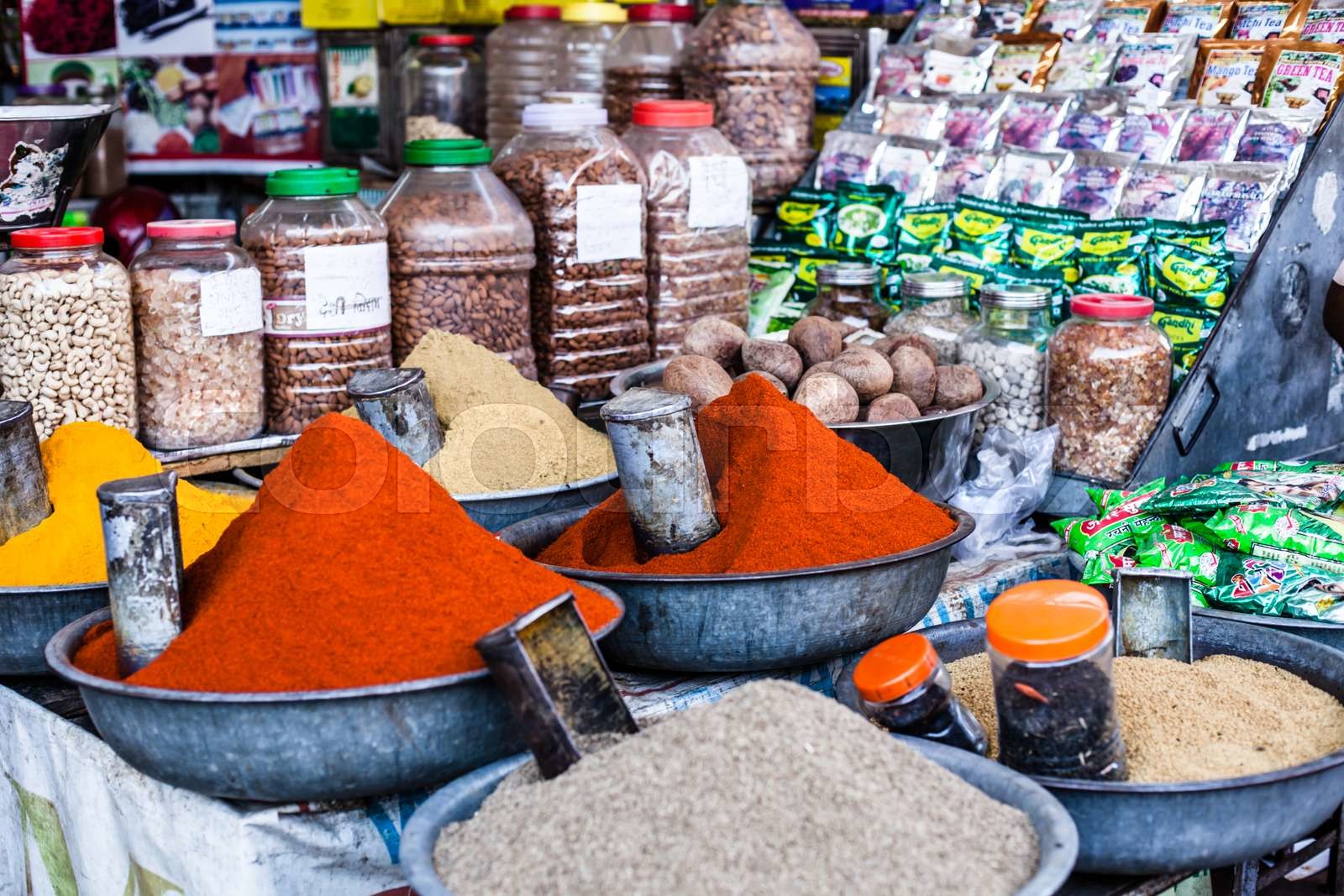 Traditional spices market in India. | Stock image | Colourbox