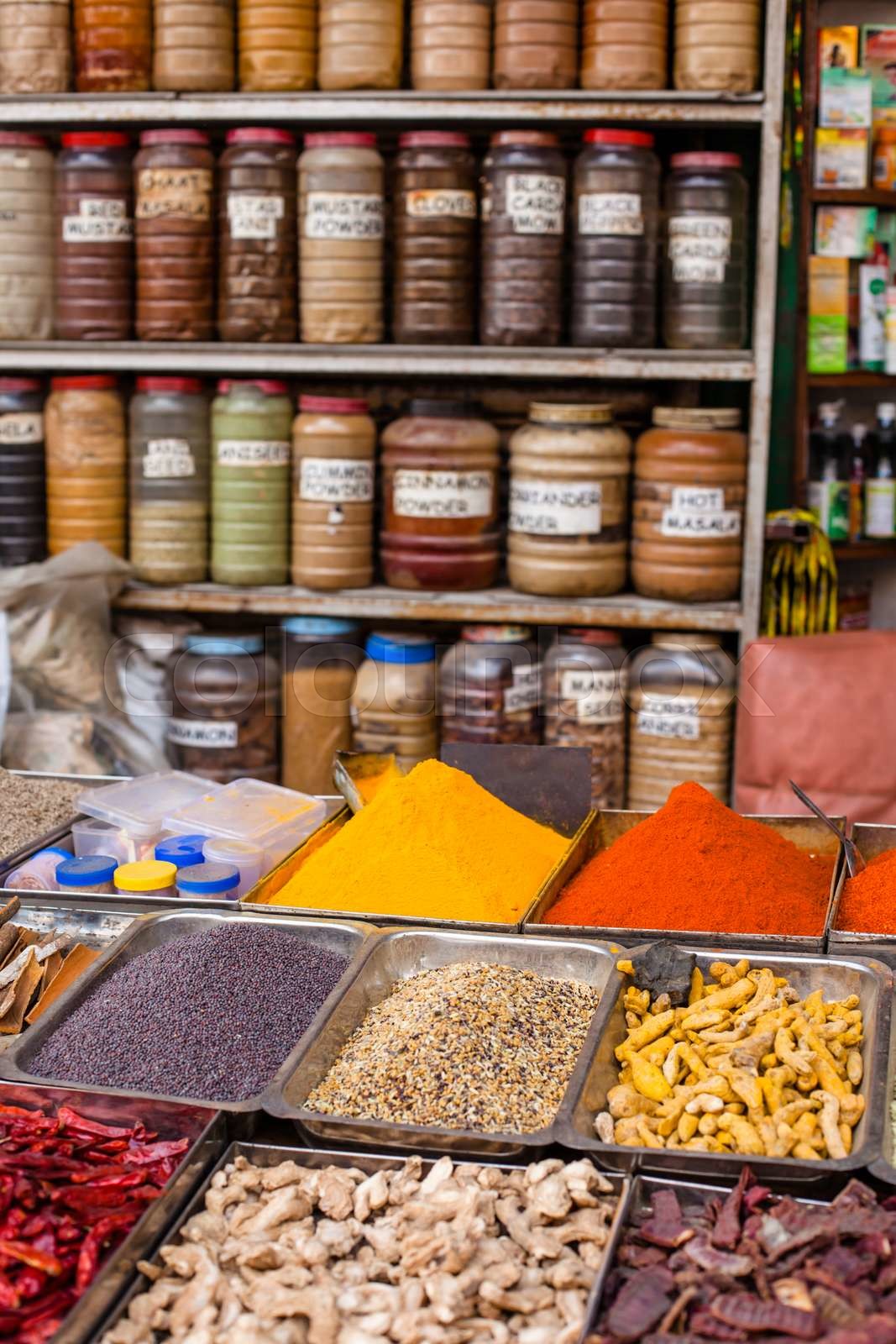 Traditional spices market in India. | Stock image | Colourbox