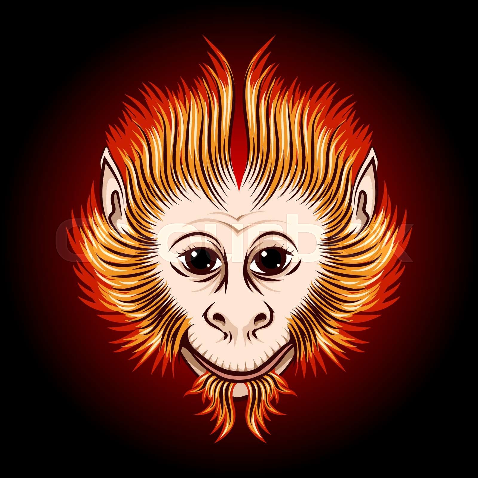 Fire Monkey Face | Stock vector | Colourbox