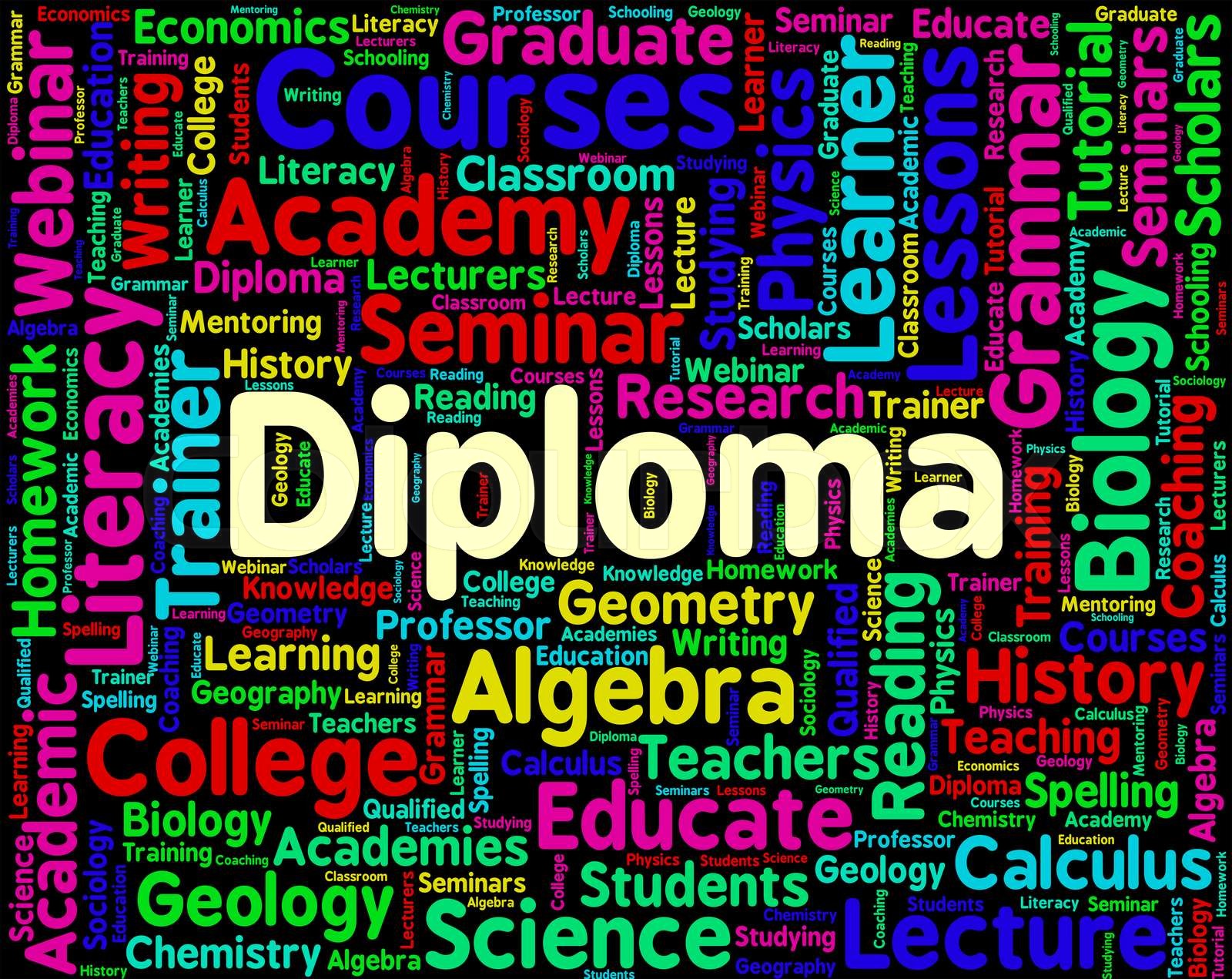 Diploma Word Represents Certificate Certificates And Text | Stock image ...