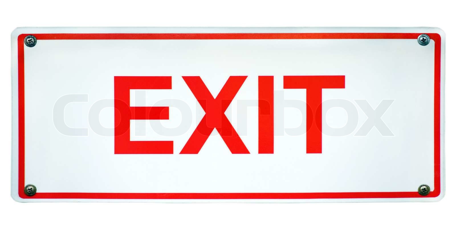Weiße und rote Quadrat Exit Zeichen auf weißem Hintergrund. | Stock ...