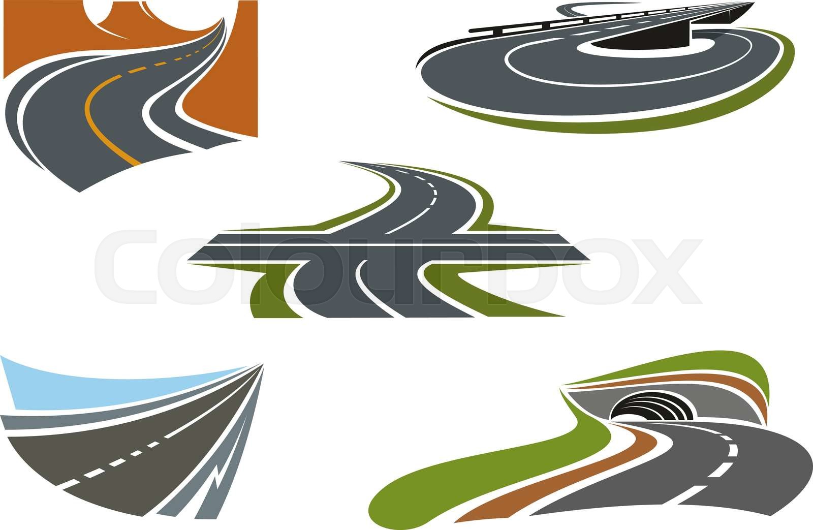 Modern highways, roads and freeways icons | Stock vector | Colourbox
