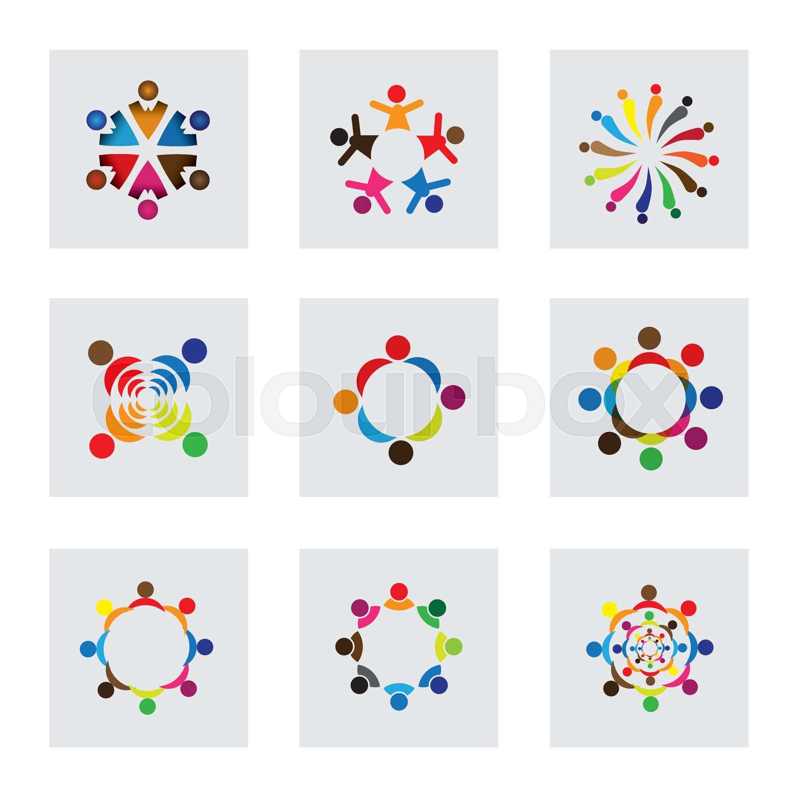 vector logo icons of children playing together | Stock vector | Colourbox