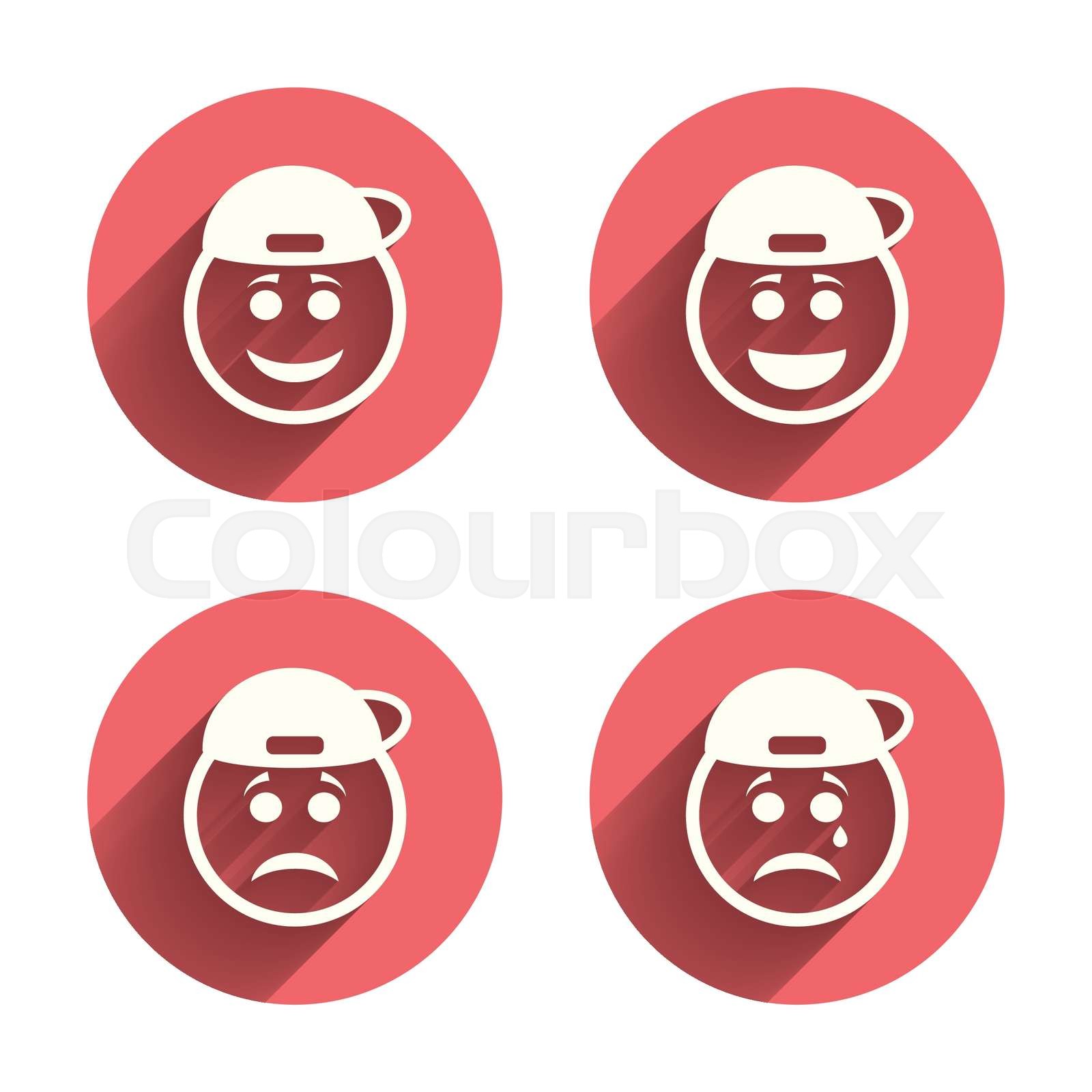 Rapper smile face icons. Happy, sad, cry. | Stock vector | Colourbox