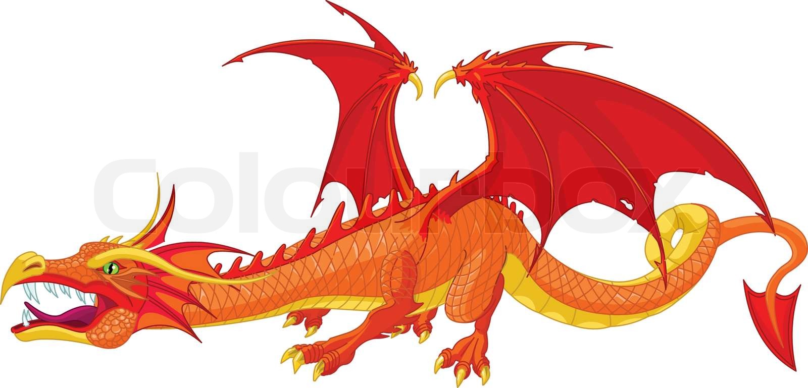 Illustration of a beautiful detailed red dragon | Stock vector | Colourbox