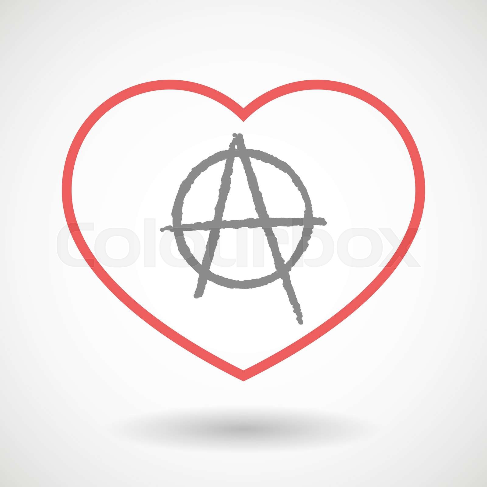 Line heart icon with an anarchy sign | Stock vector | Colourbox