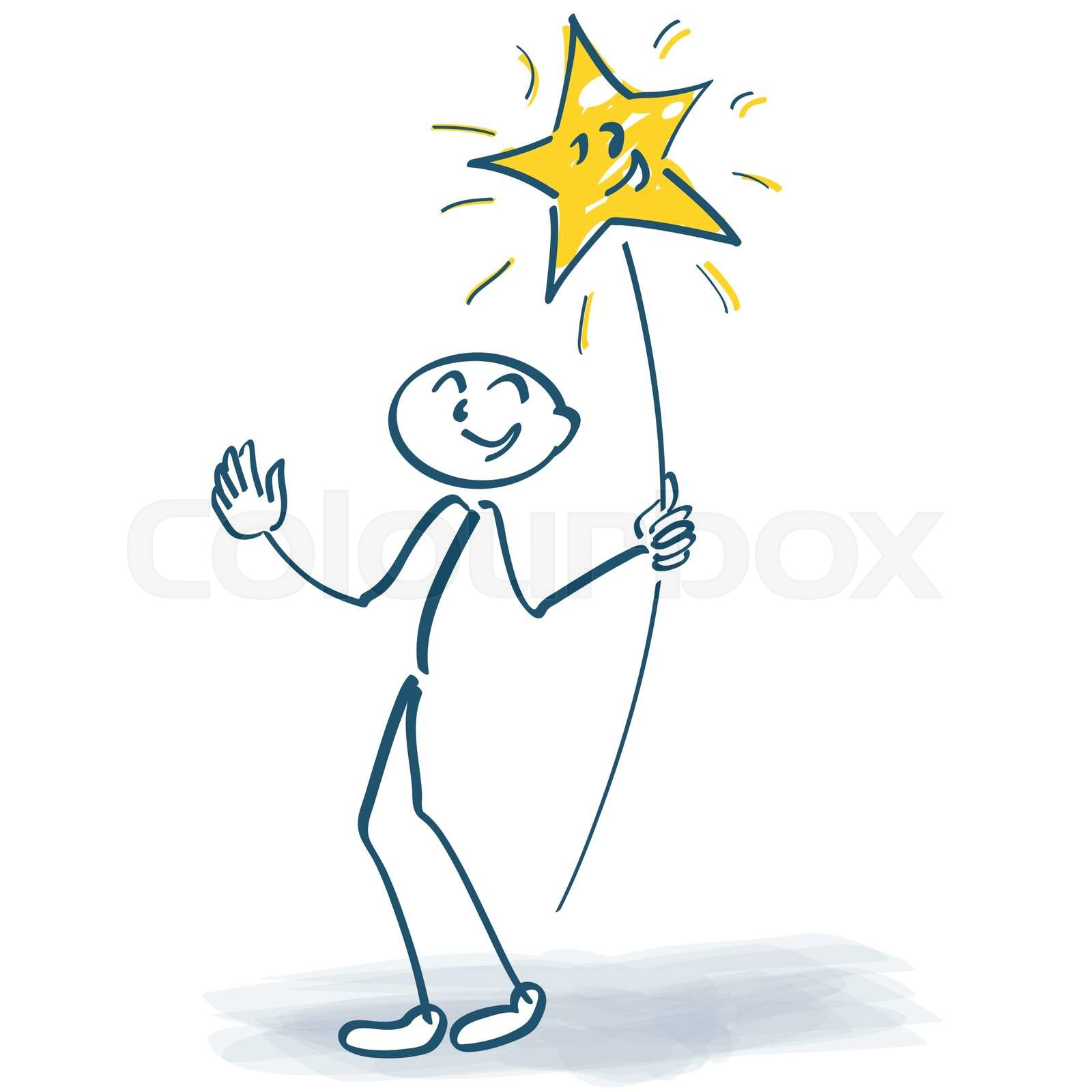 Strichmännchen mit Stern am Stiel | Stock-Vektor | Colourbox