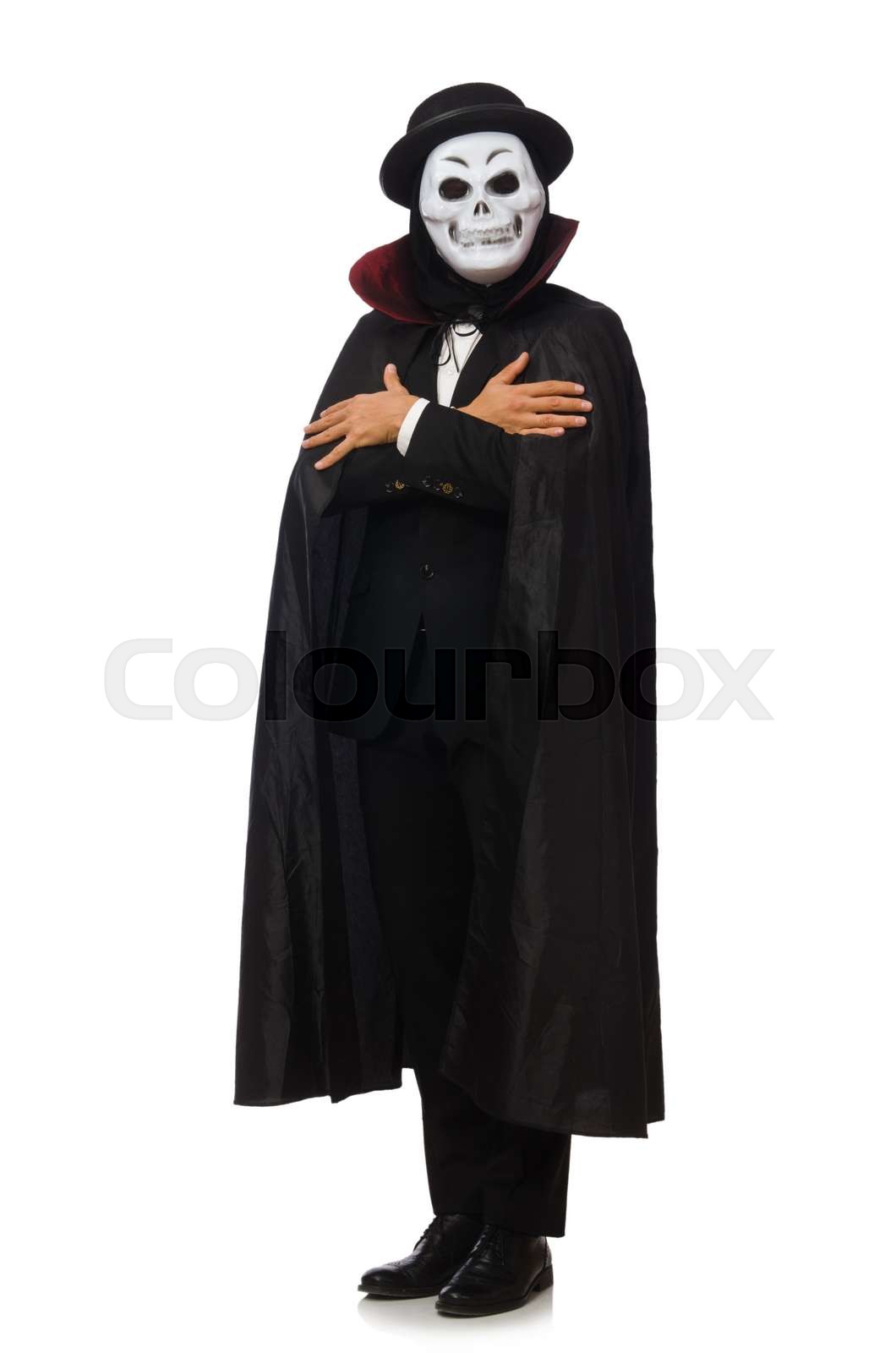 Man with scary mask isolated on white | Stock image | Colourbox