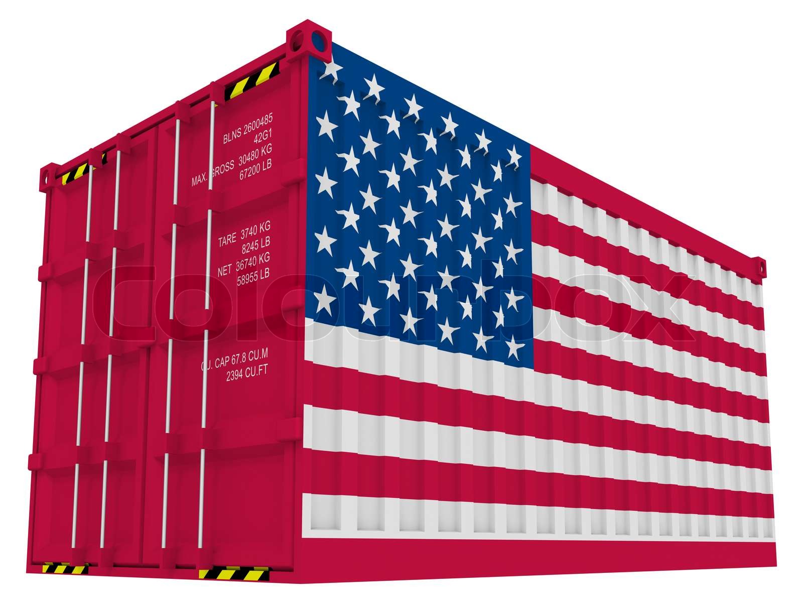American cargo container isolated on white | Stock image | Colourbox