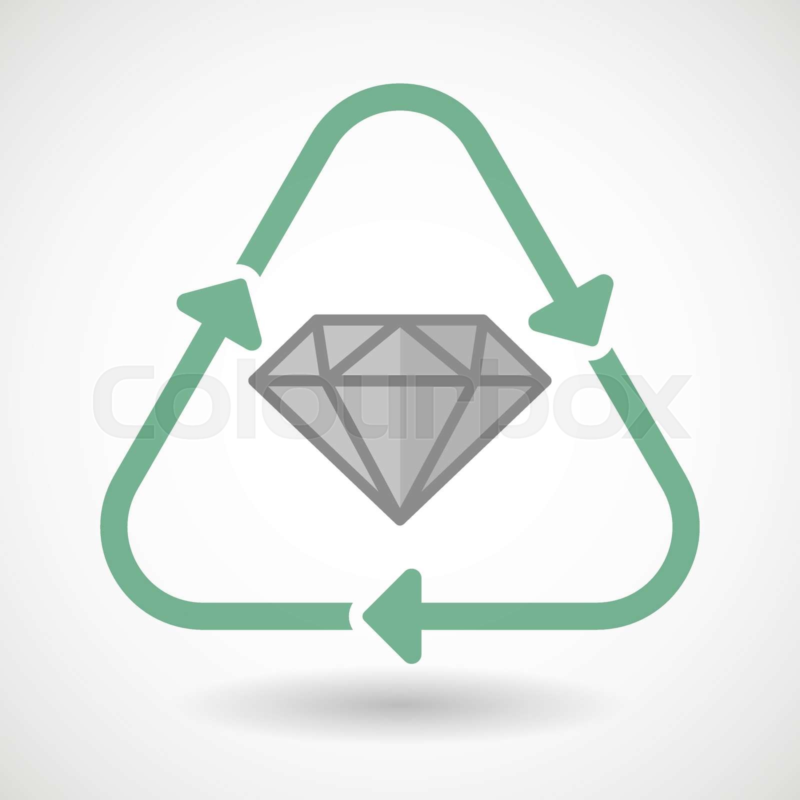 Line art recycle sign icon with a diamond | Stock vector | Colourbox