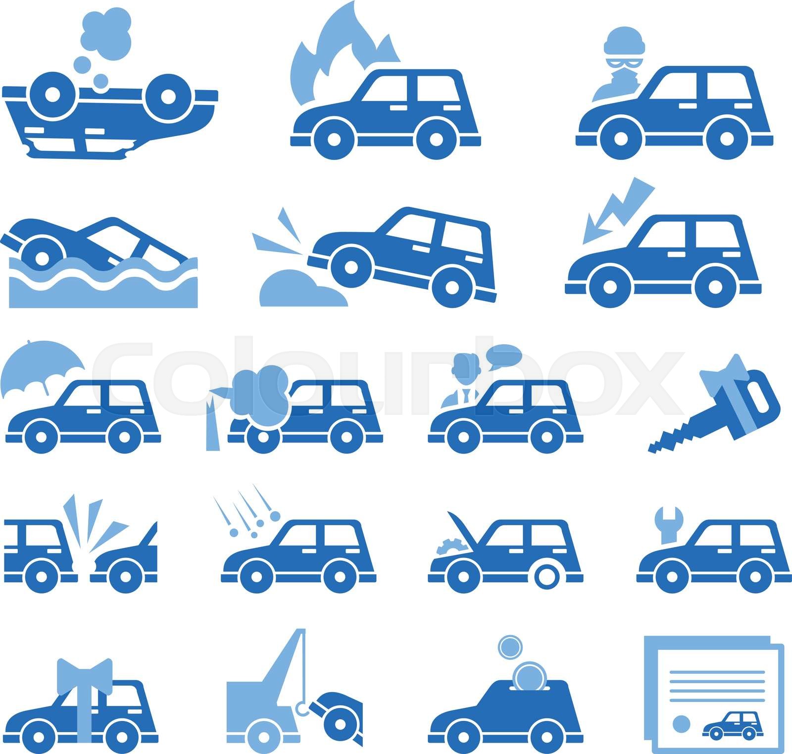 Car Insurance Icons Set. Vector Illustration in Flat Style | Stock vector | Colourbox